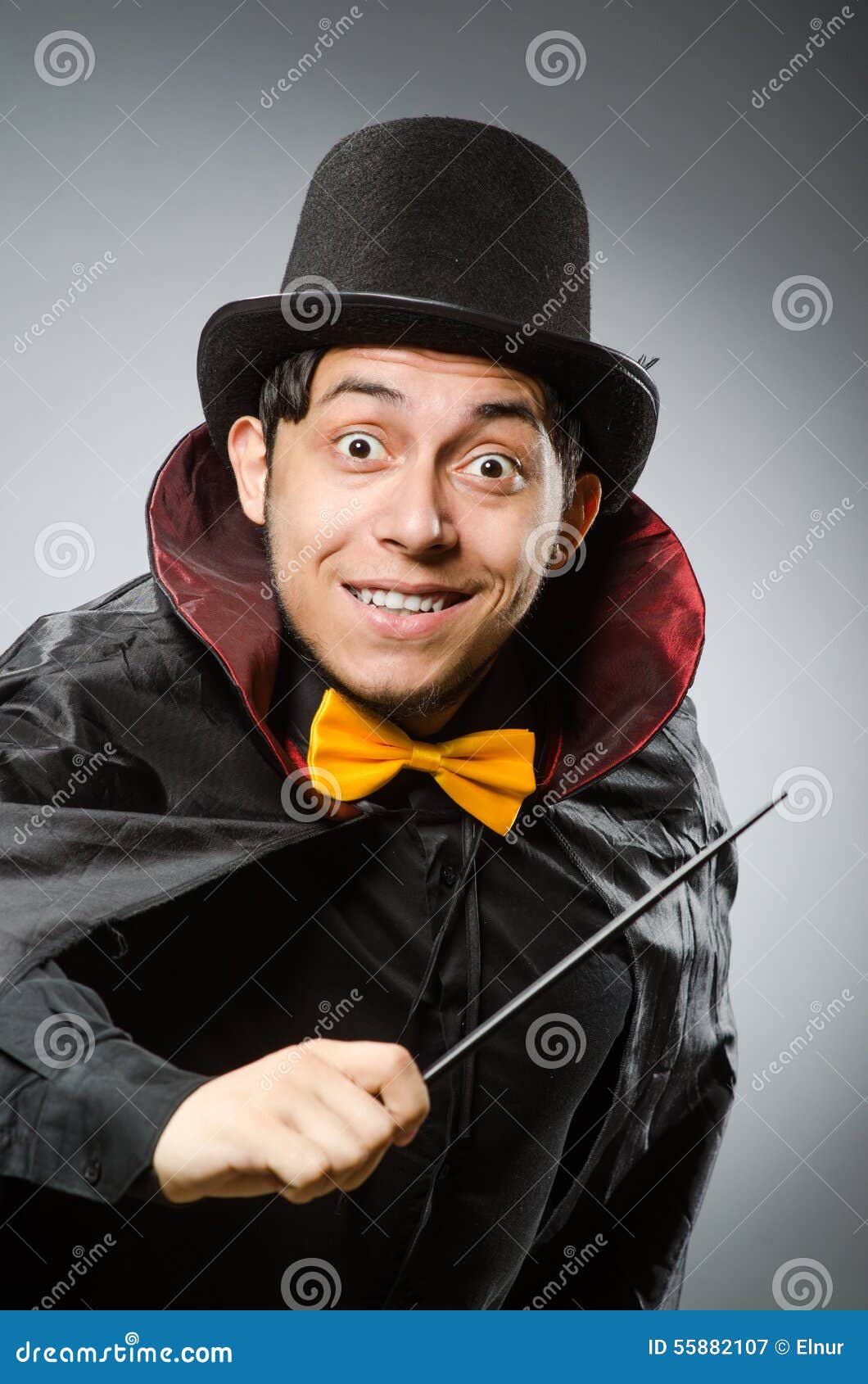 Funny Magician Man with Wand and Hat Stock Image - Image of conjuror ...