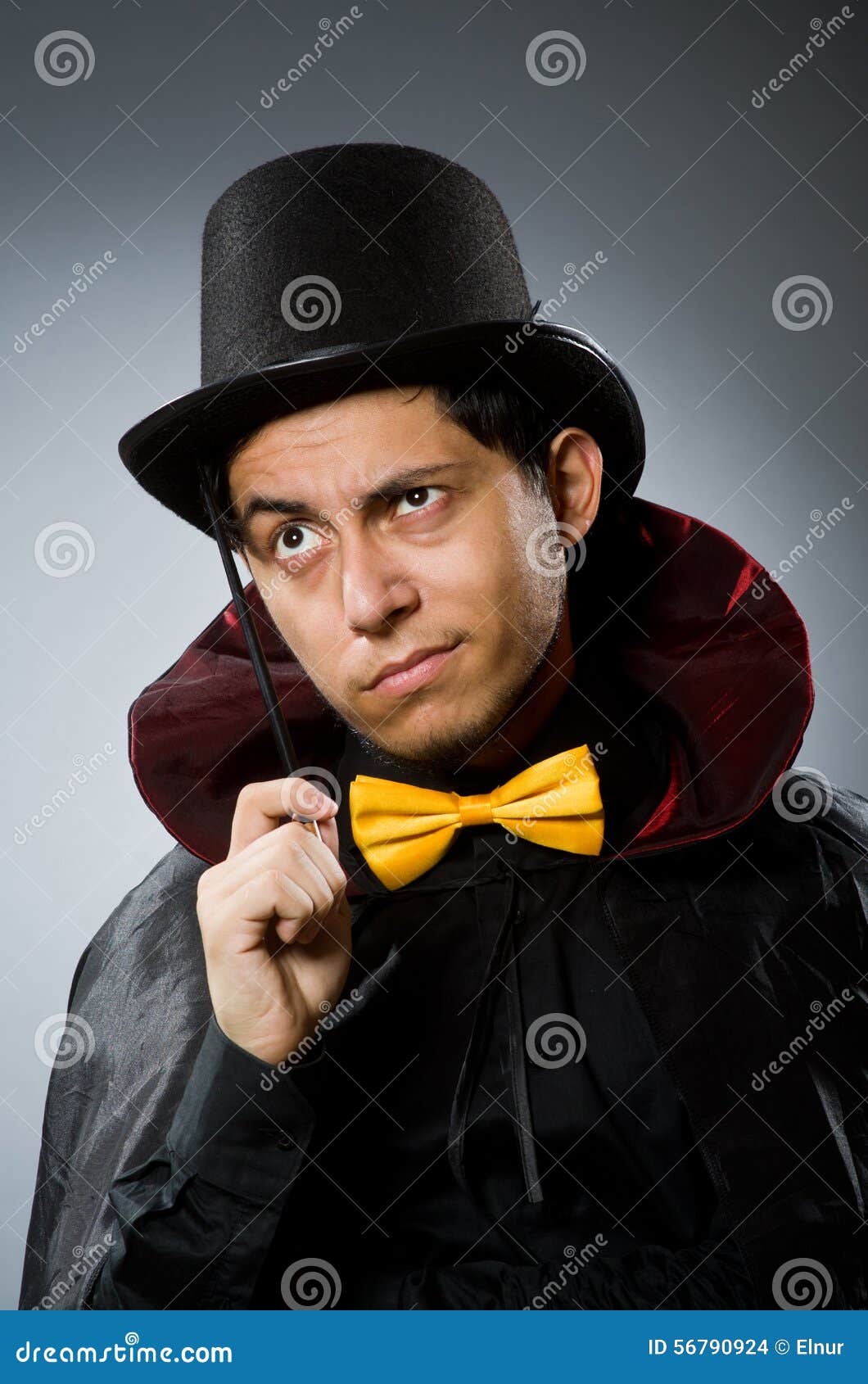 The Funny Magician Man with the Wand and Hat Stock Photo - Image of ...