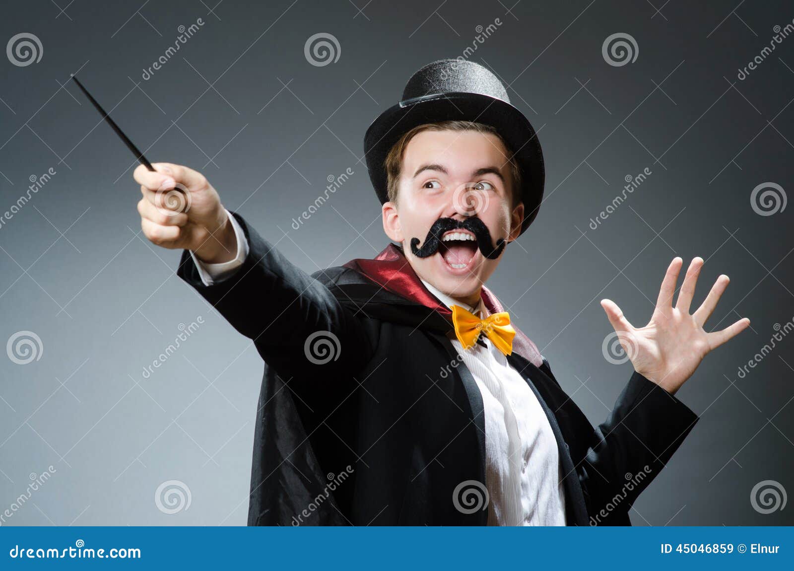 Funny magician with wand stock image. Image of conjuror - 45046859