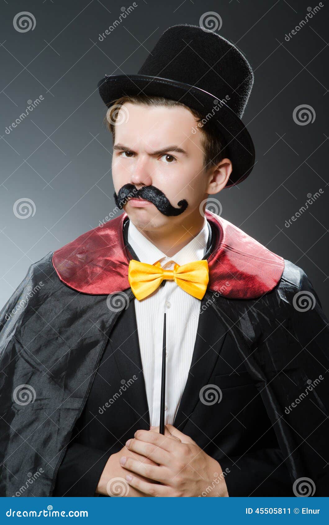 Funny magician with wand stock image. Image of artist - 45505811