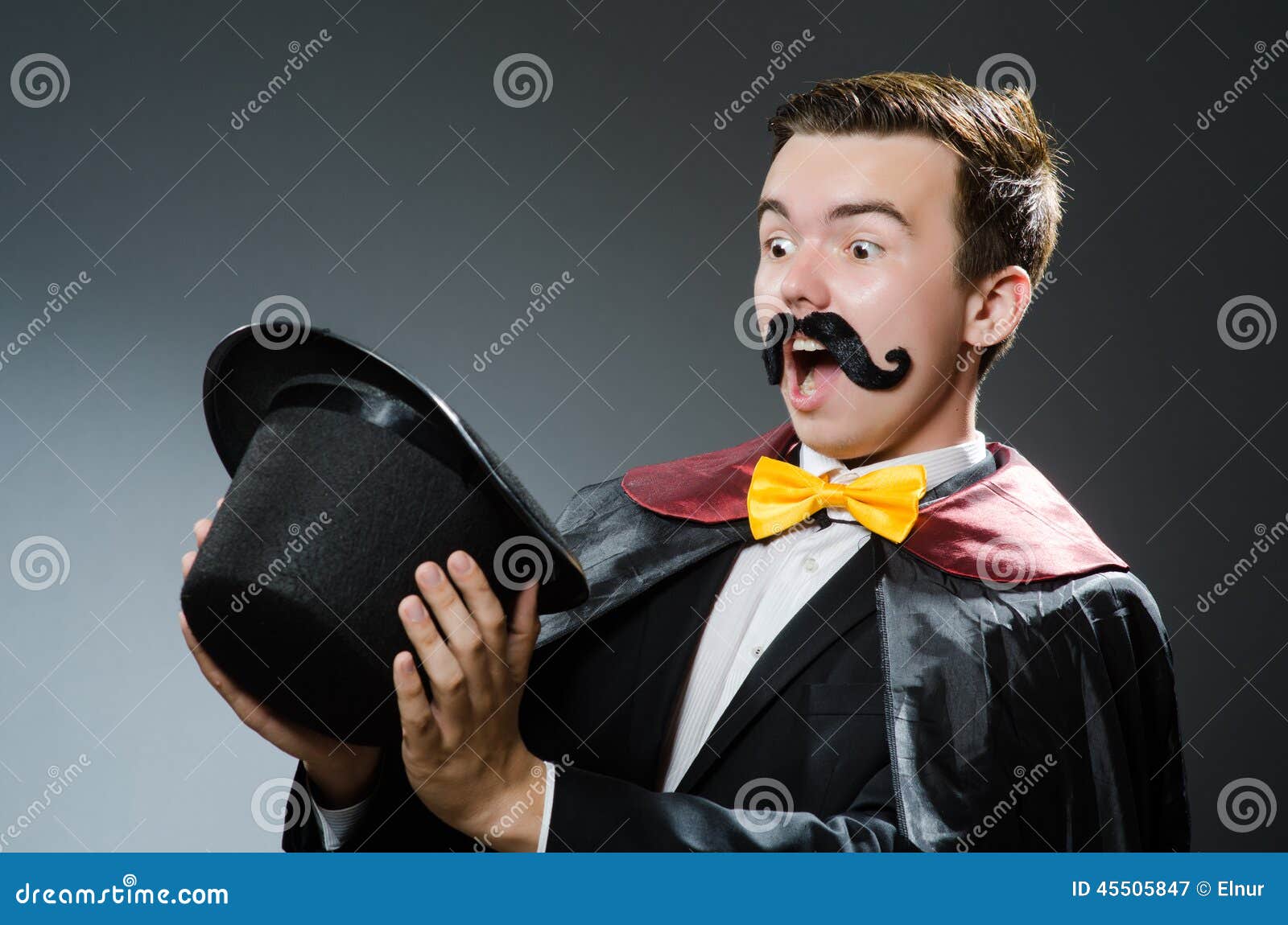 Funny Magician Man With Wand And Hat Royalty-Free Stock Photo ...