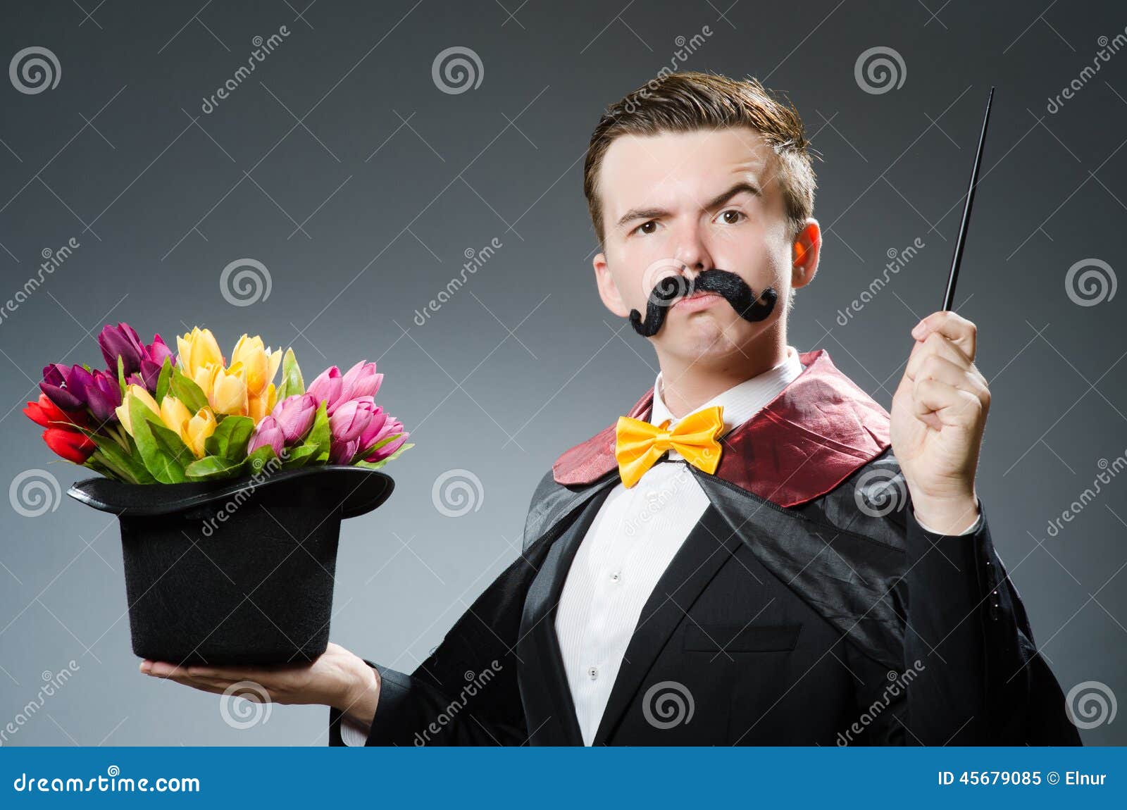 Funny magician with wand stock image. Image of mustache - 45679085