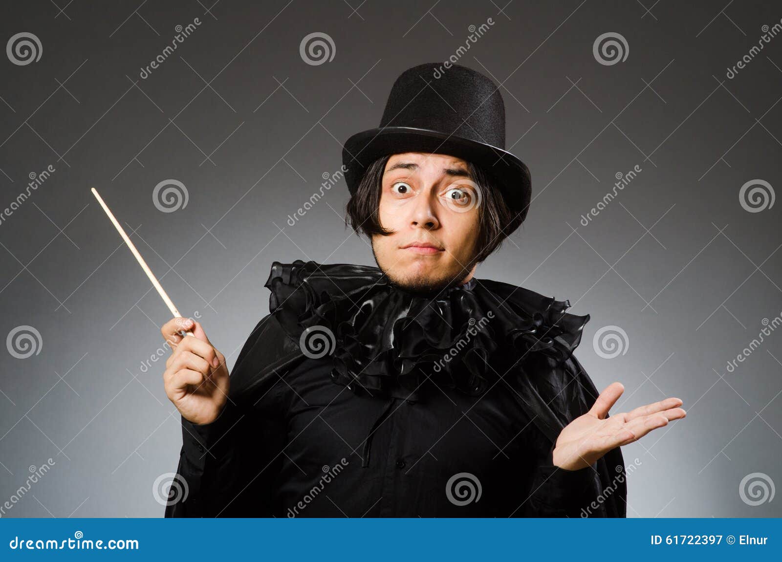 The Funny Magician Wearing Cylinder Hat Stock Image - Image of happy ...
