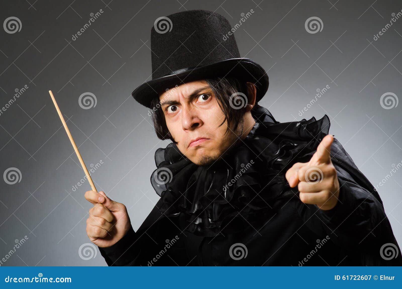 The Funny Magician Wearing Cylinder Hat Stock Image - Image of cheerful ...