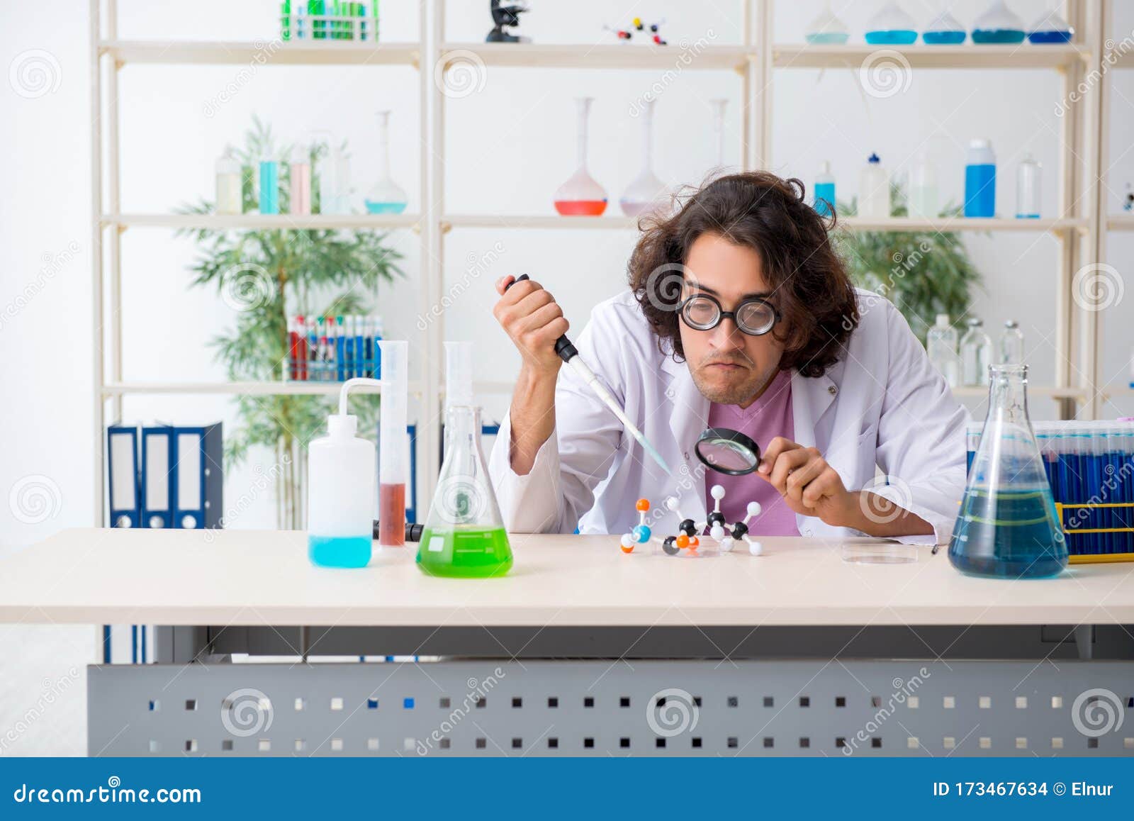 Funny Male Chemist Working in the Lab Stock Photo - Image of chemical ...