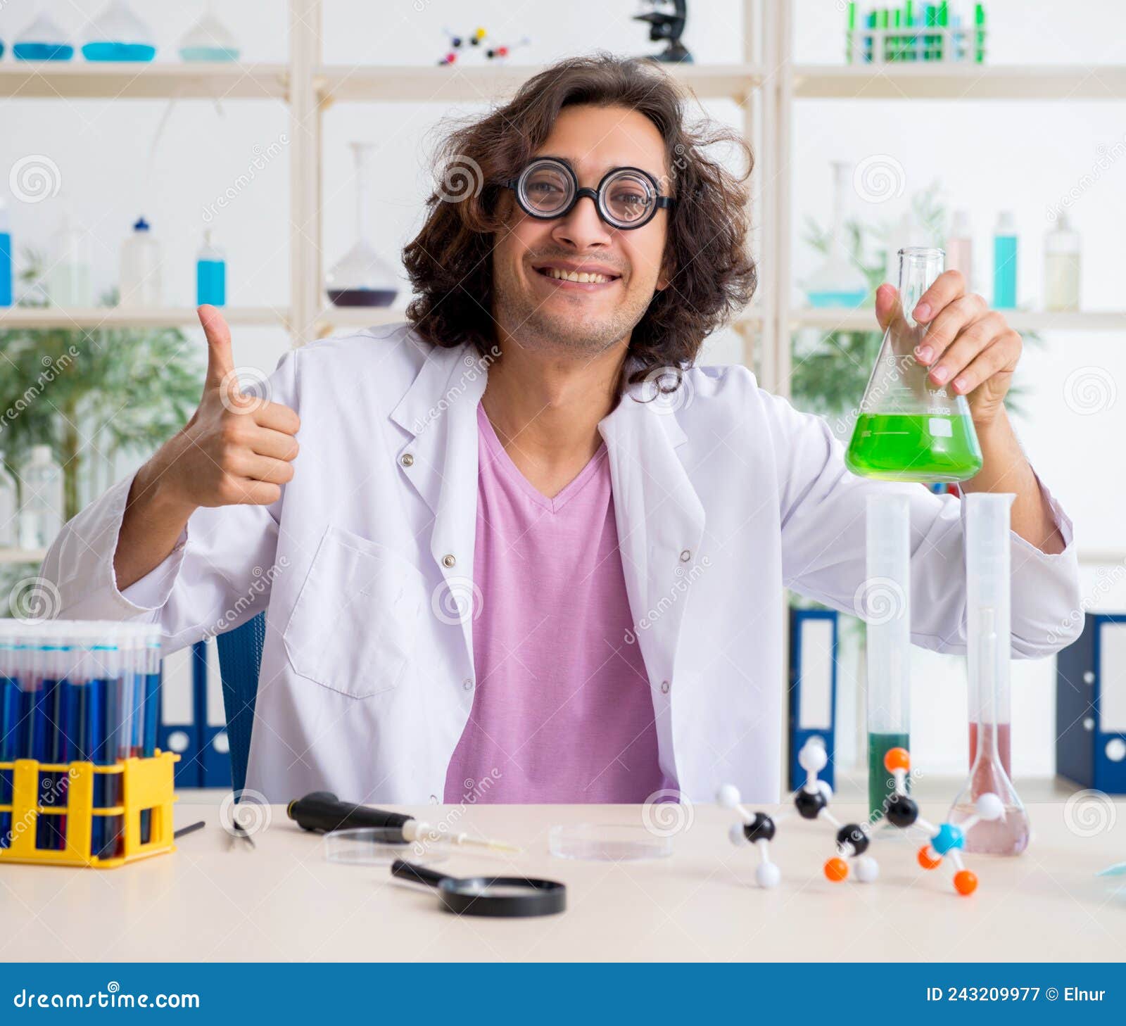 Funny Male Chemist Working in the Lab Stock Image - Image of medicine ...