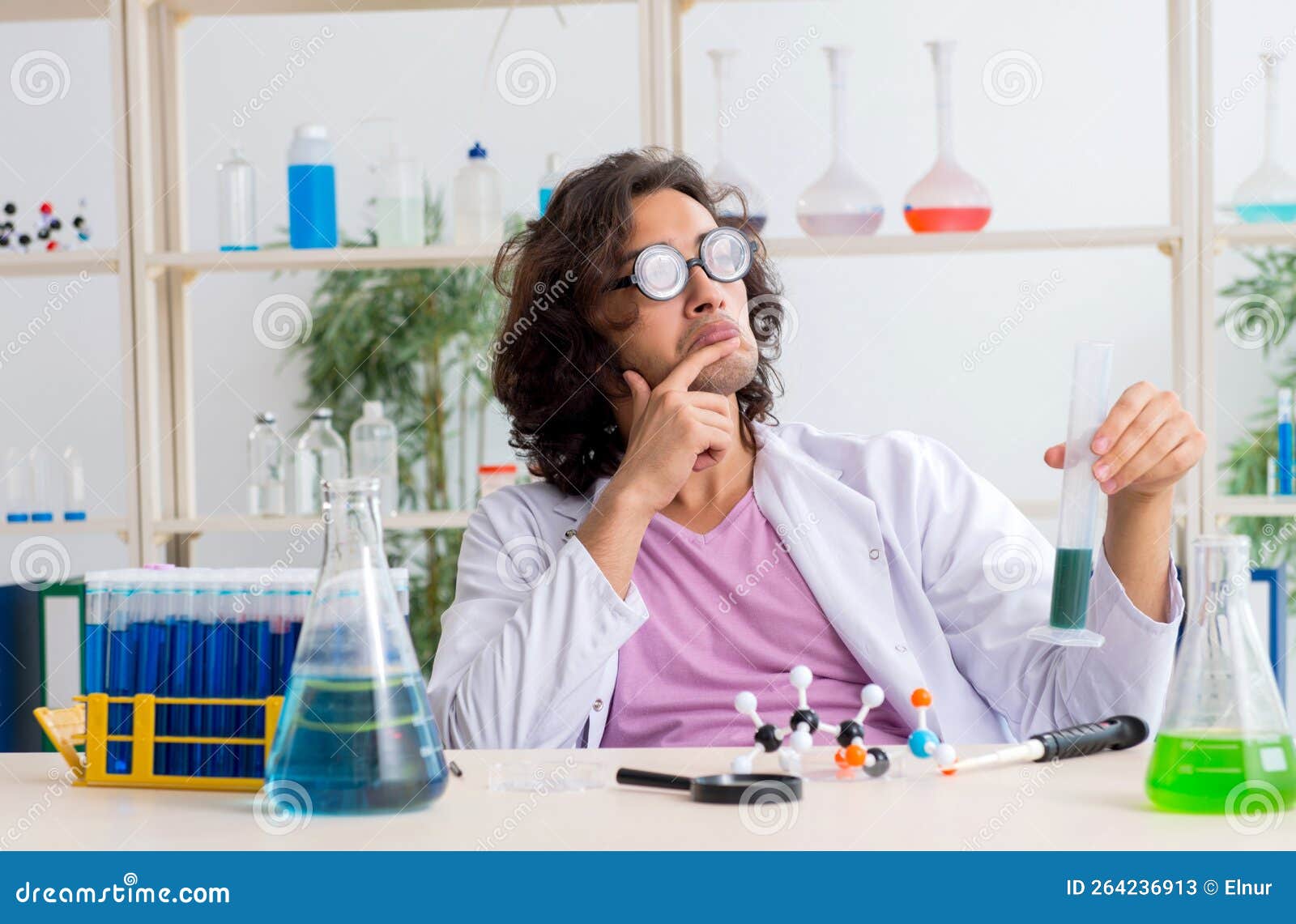 Funny Male Chemist Working in the Lab Stock Image - Image of chemical ...