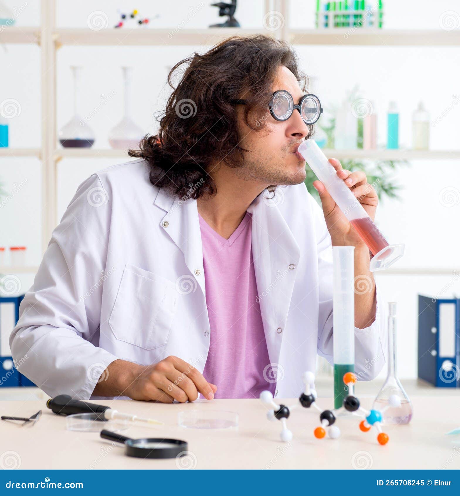 Funny Male Chemist Working in the Lab Stock Image - Image of healthcare ...