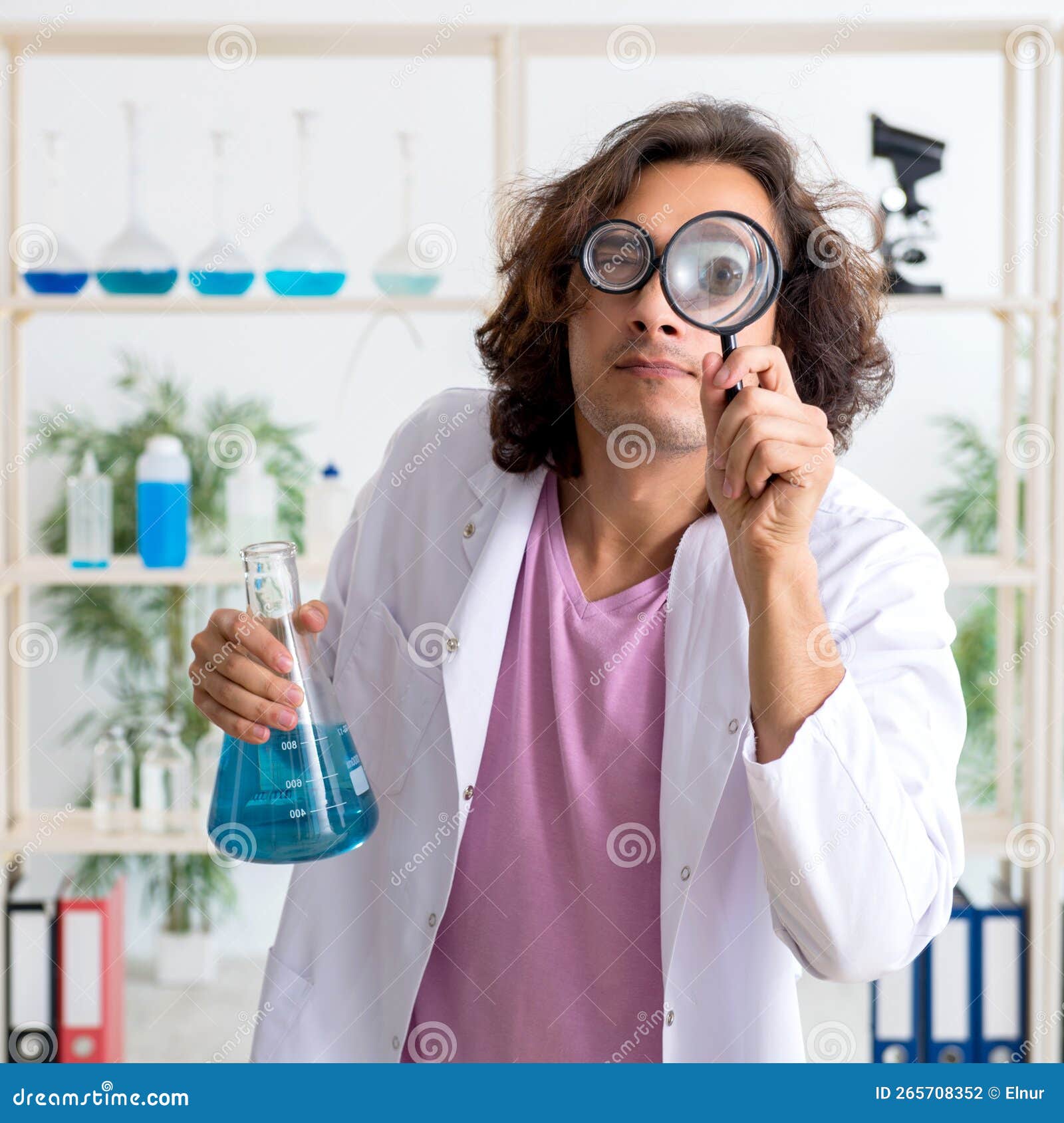 Funny Male Chemist Working in the Lab Stock Photo - Image of alchemy ...
