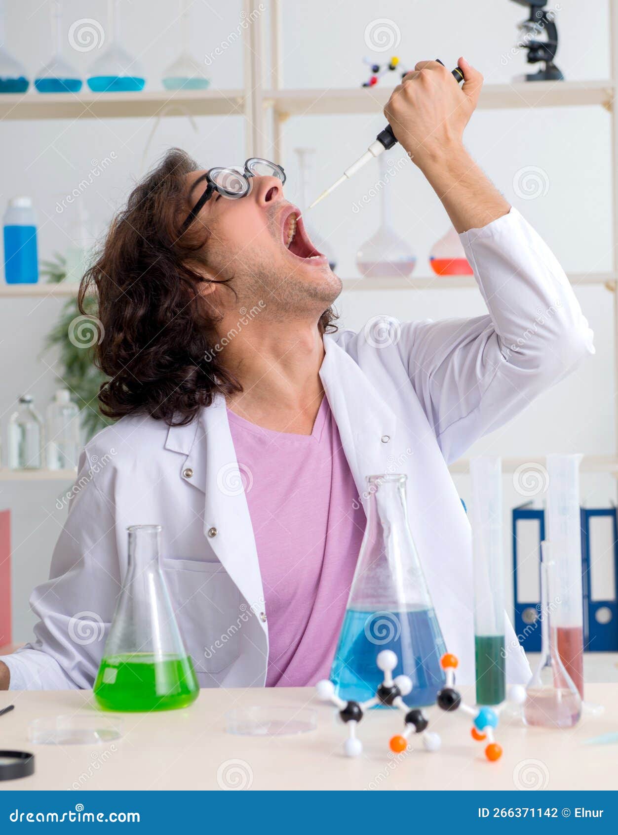 Funny Male Chemist Working in the Lab Stock Photo - Image of chemist ...