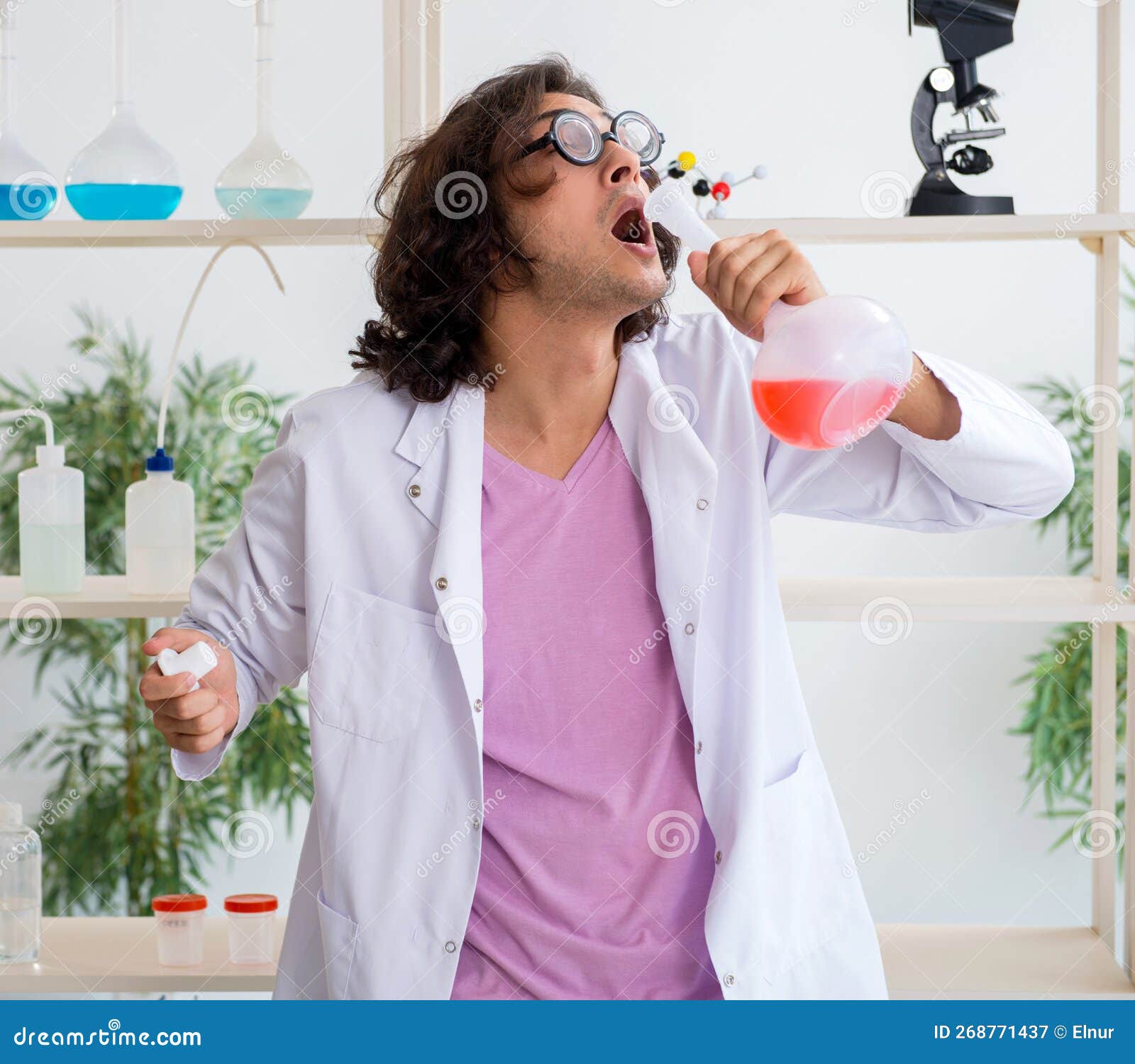 Funny Male Chemist Working in the Lab Stock Image - Image of biochemist ...