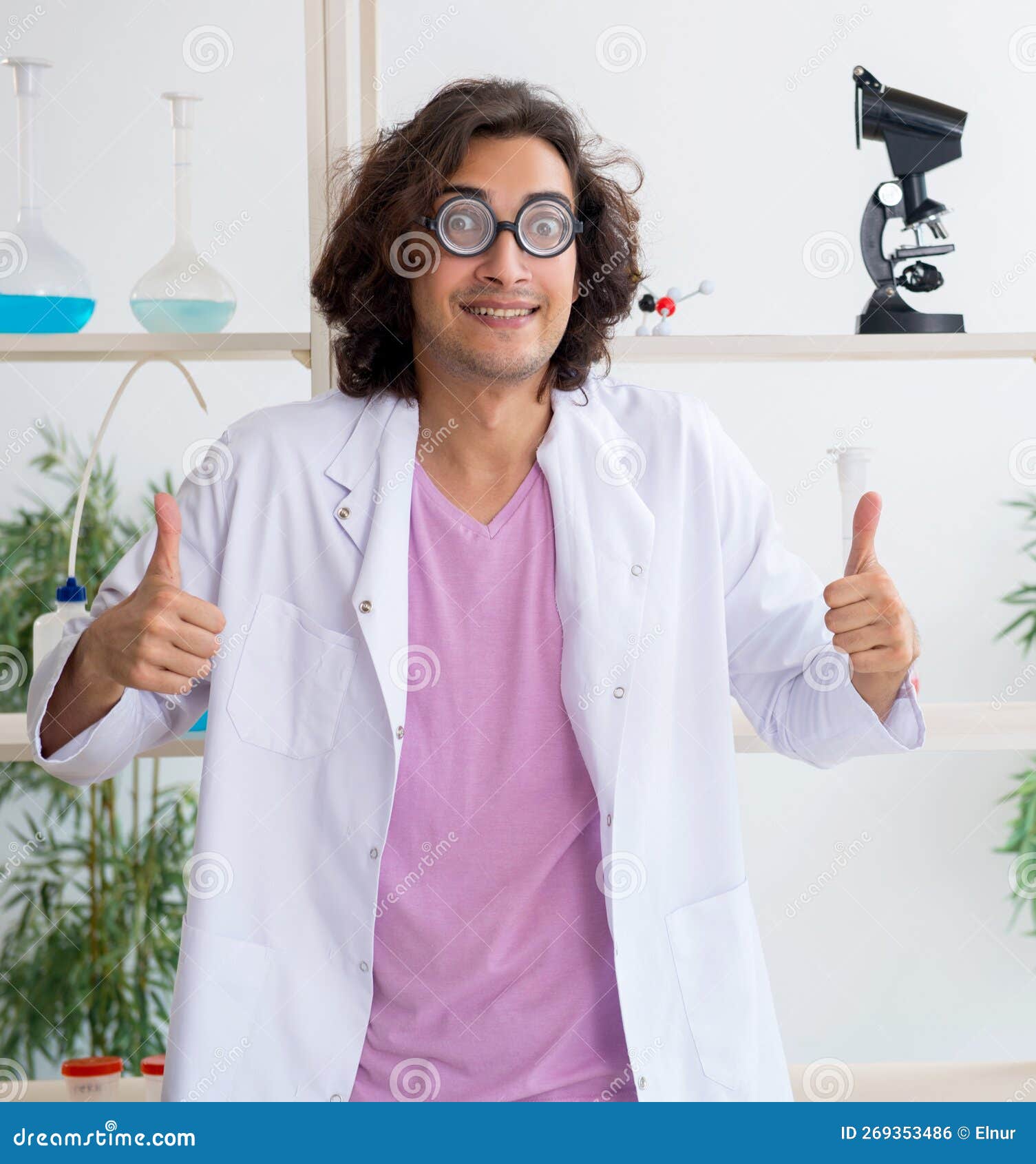 Funny Male Chemist Working in the Lab Stock Photo - Image of student ...