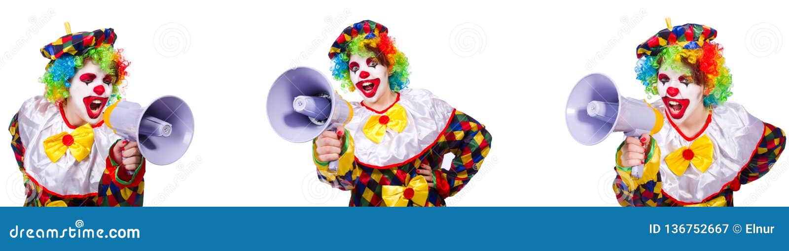 The Funny Male Clown with Megaphone Stock Illustration - Illustration ...