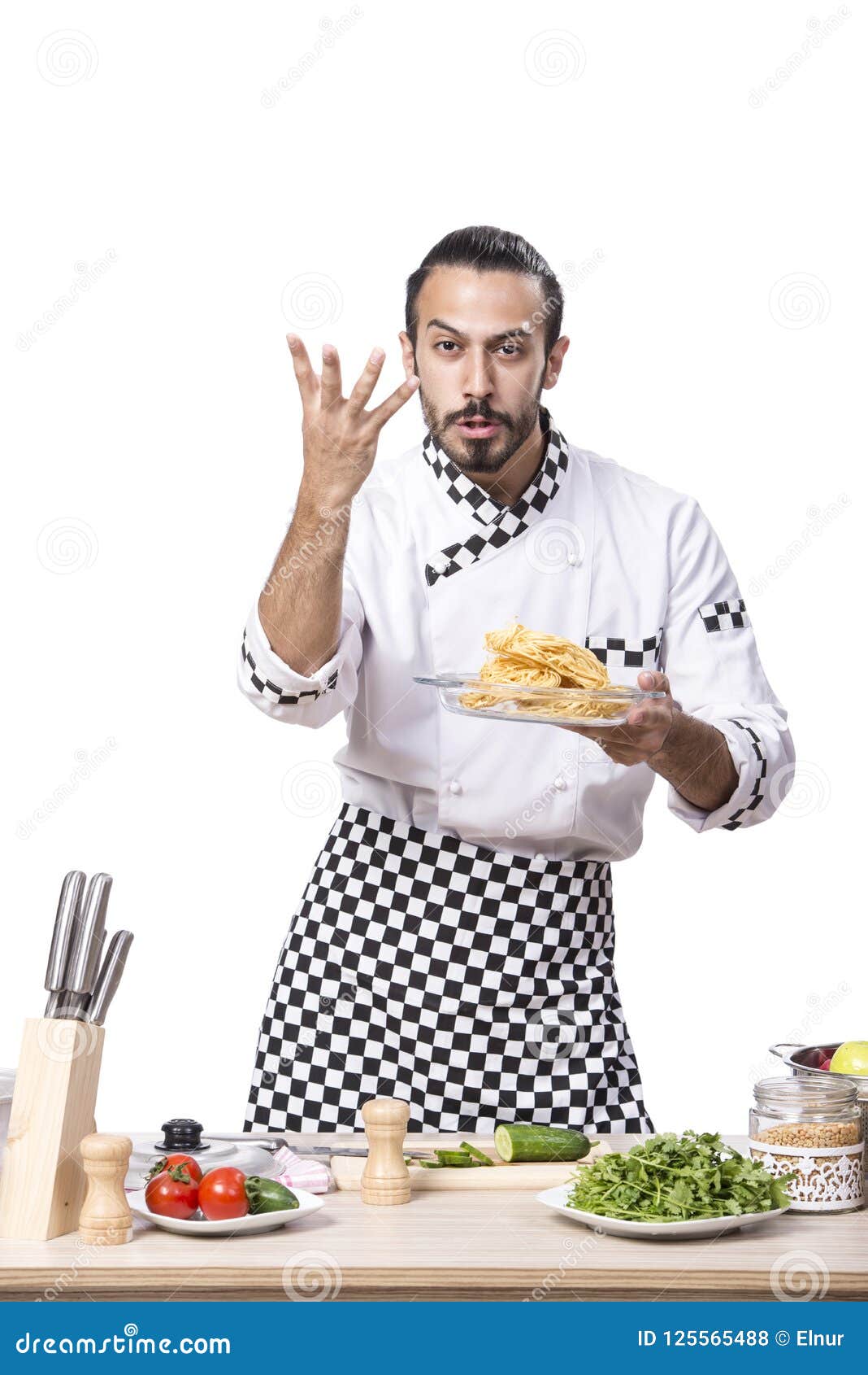 The Funny Male Cook Isolated on the White Background Stock Photo ...