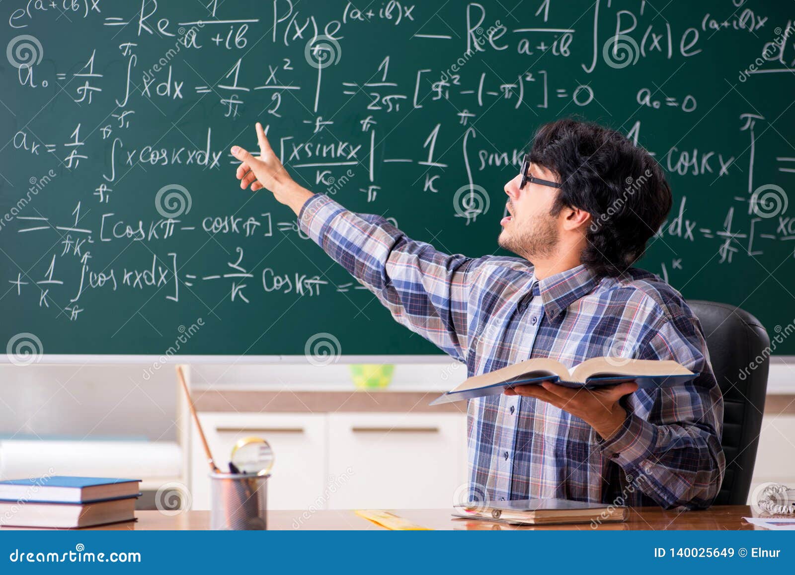 The Funny Male Math Teacher in the Classroom Stock Image - Image of ...