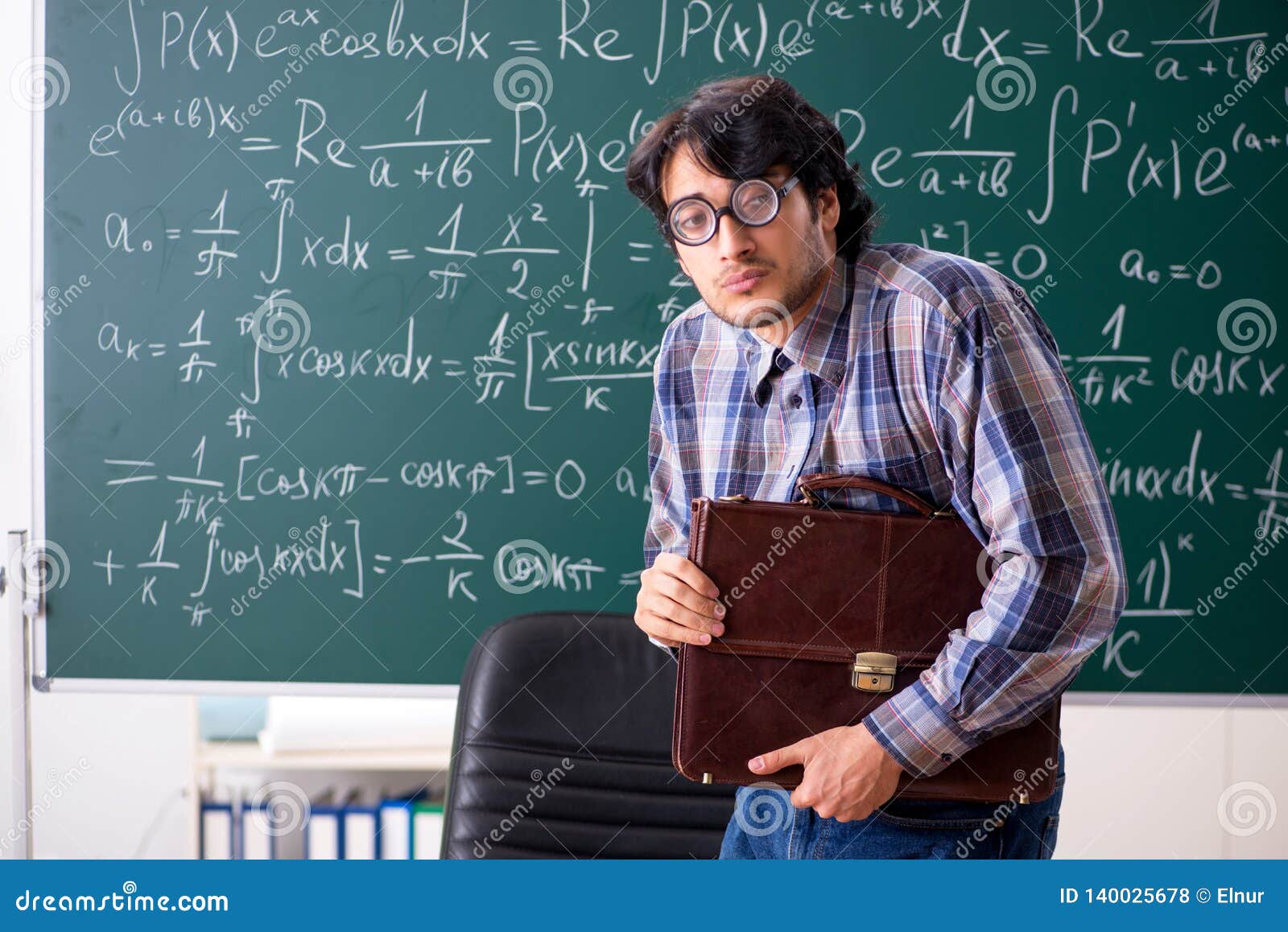 The Funny Male Math Teacher in the Classroom Stock Photo - Image of ...