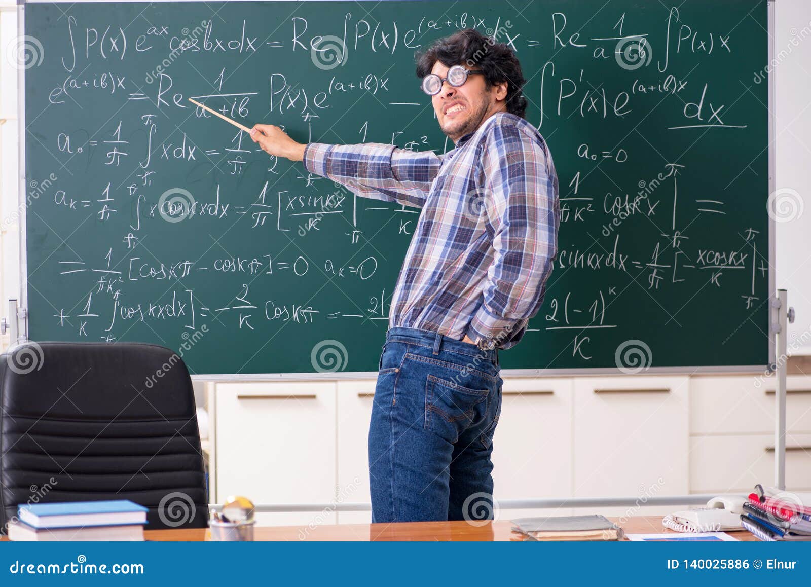 The Funny Male Math Teacher in the Classroom Stock Photo - Image of ...