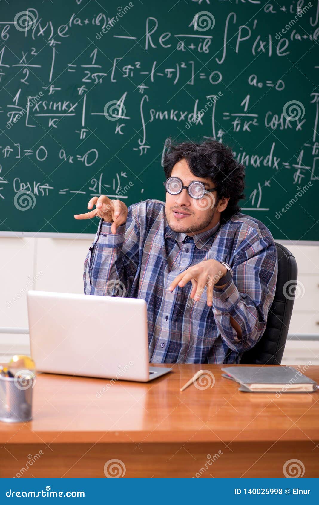 The Funny Male Math Teacher in the Classroom Stock Photo - Image of ...