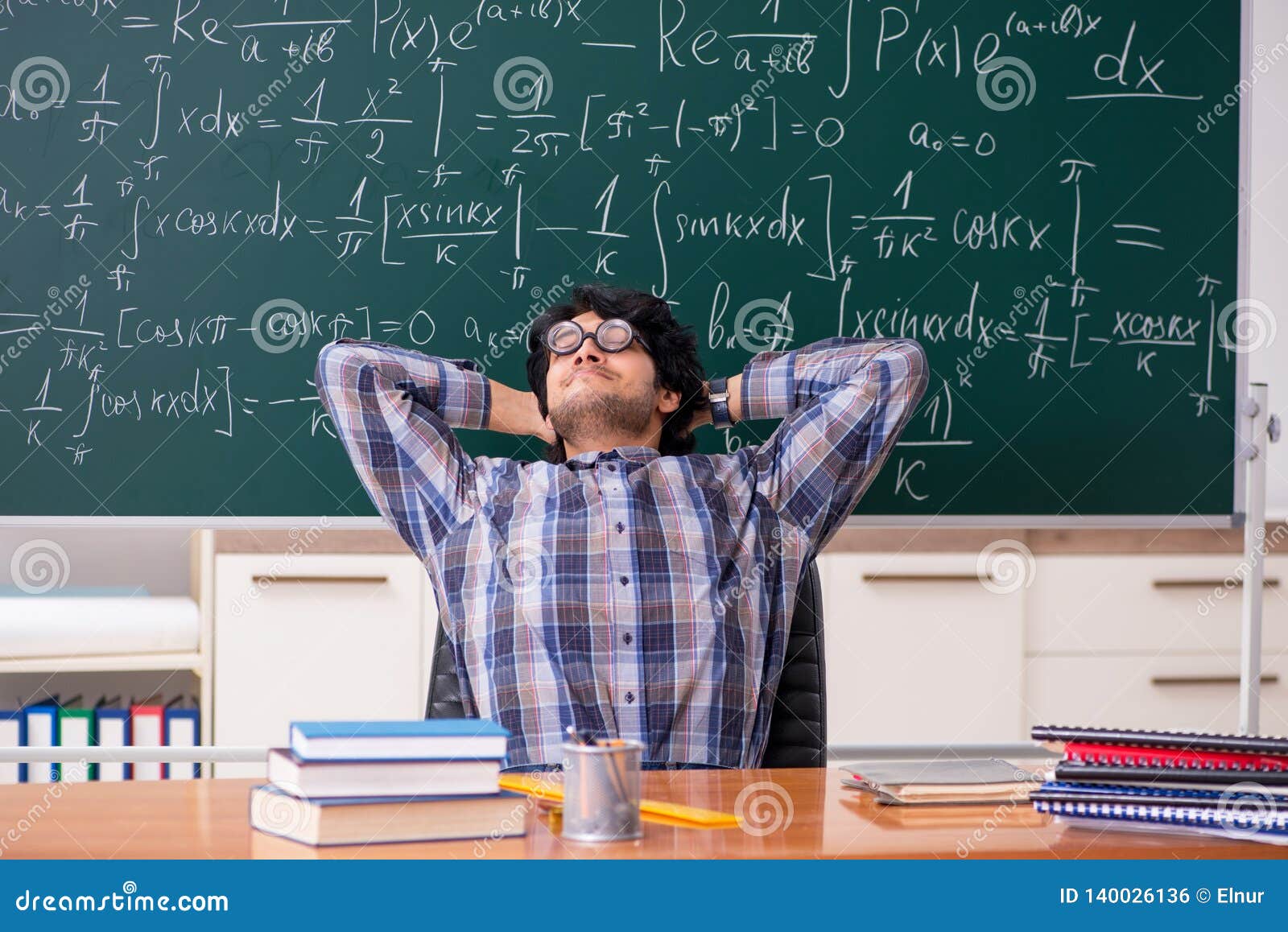 The Funny Male Math Teacher in the Classroom Stock Photo - Image of ...