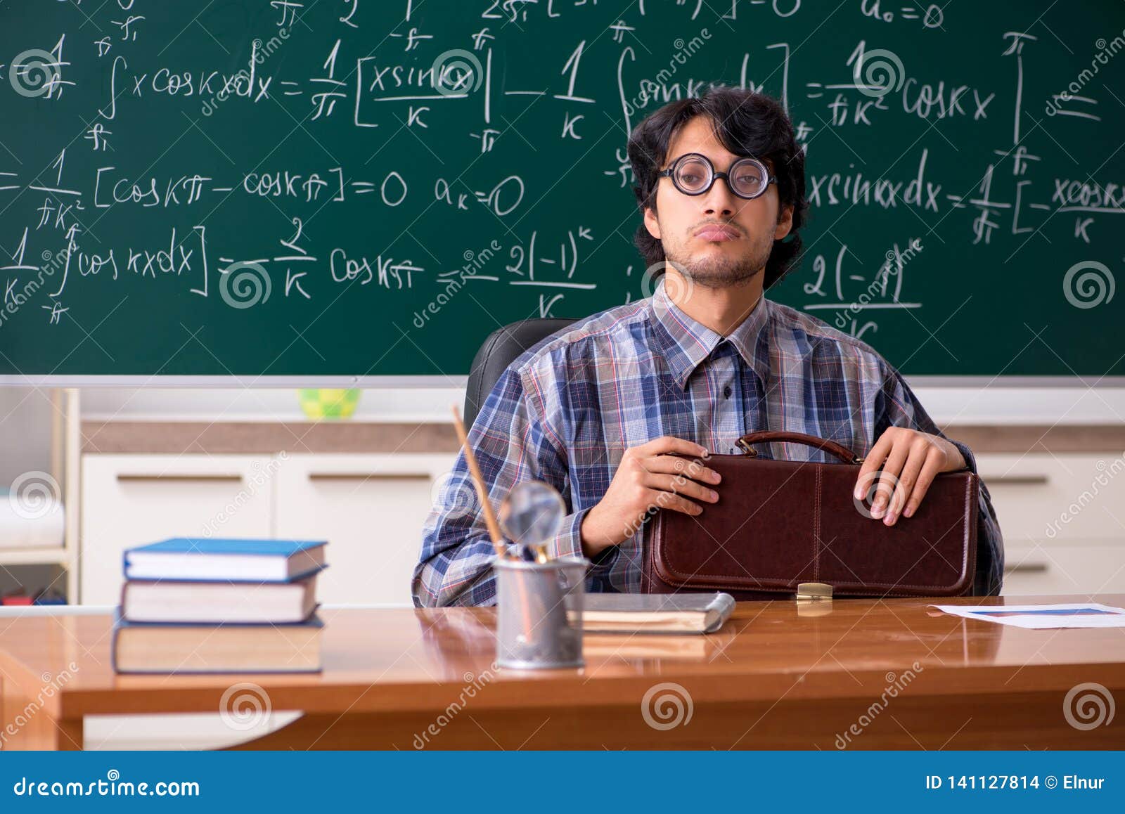 The Funny Male Math Teacher in the Classroom Stock Photo - Image of ...
