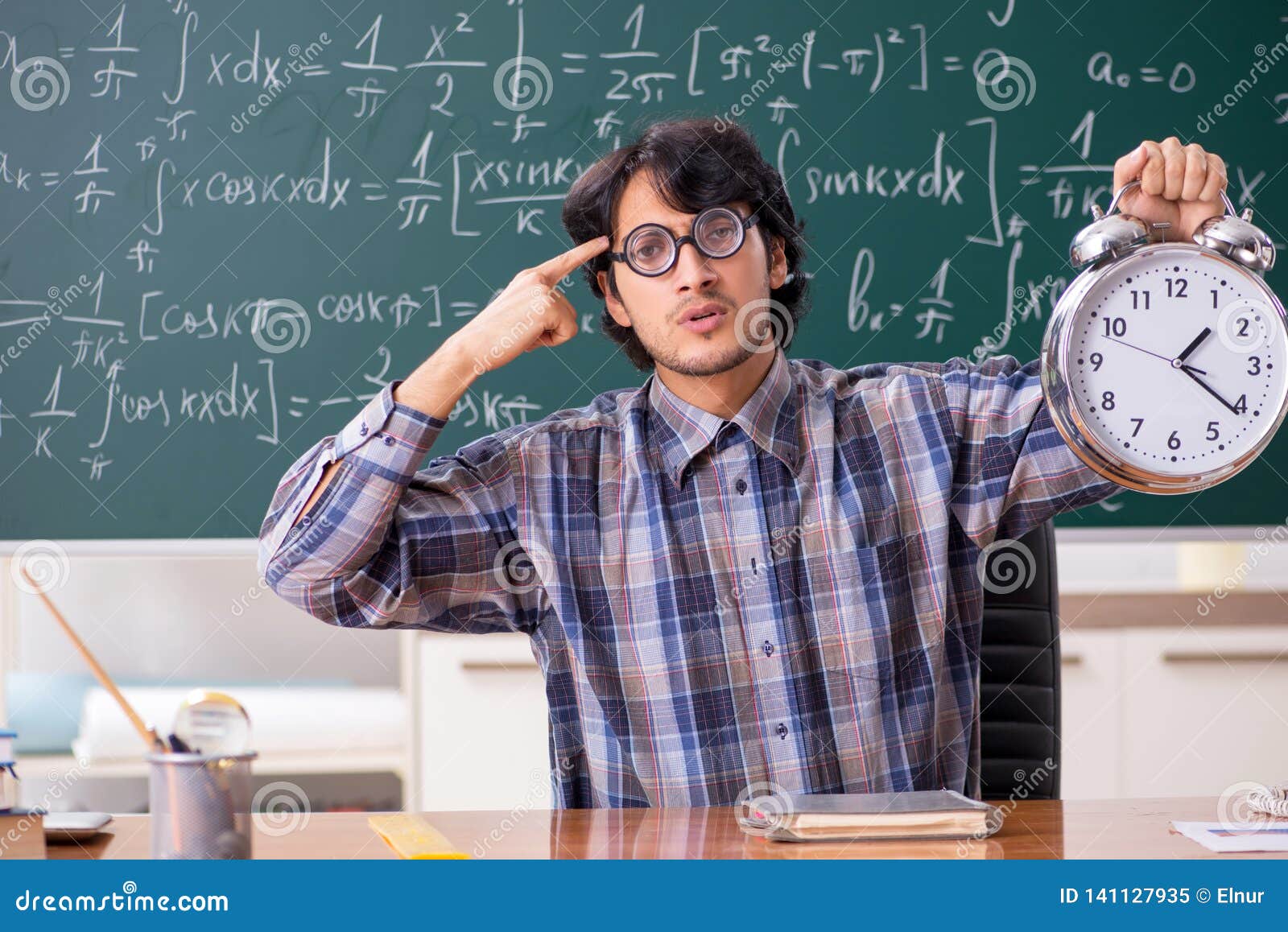 The Funny Male Math Teacher in the Classroom Stock Image - Image of ...