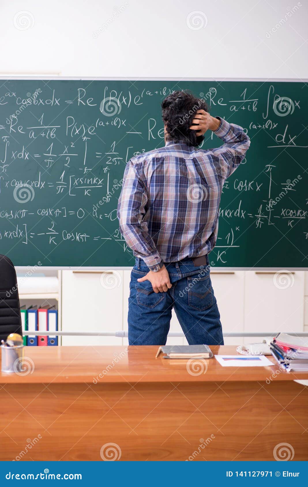 The Funny Male Math Teacher in the Classroom Stock Image - Image of ...