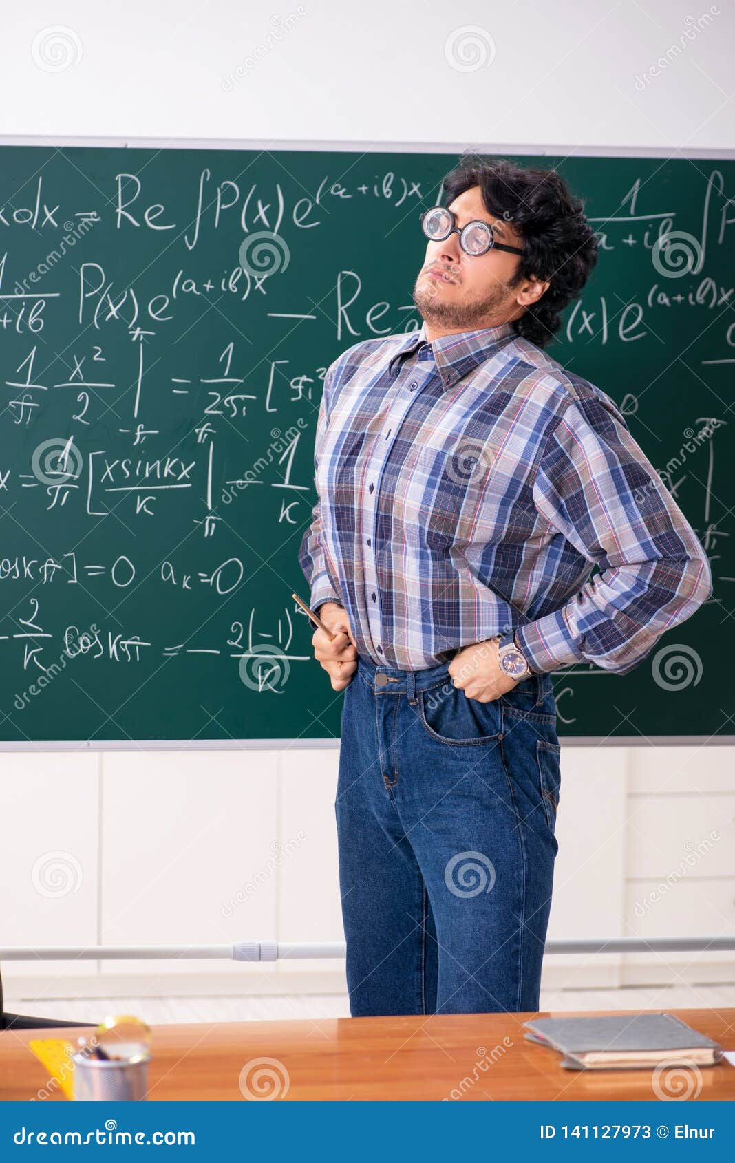 The Funny Male Math Teacher in the Classroom Stock Image - Image of ...