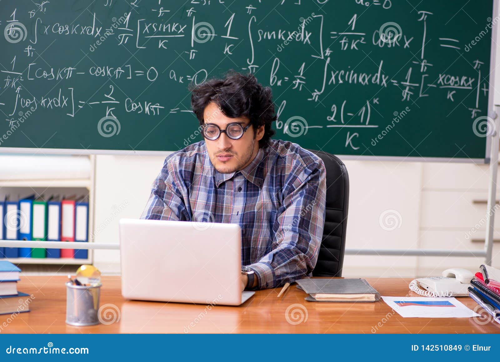 The Funny Male Math Teacher in the Classroom Stock Image - Image of ...