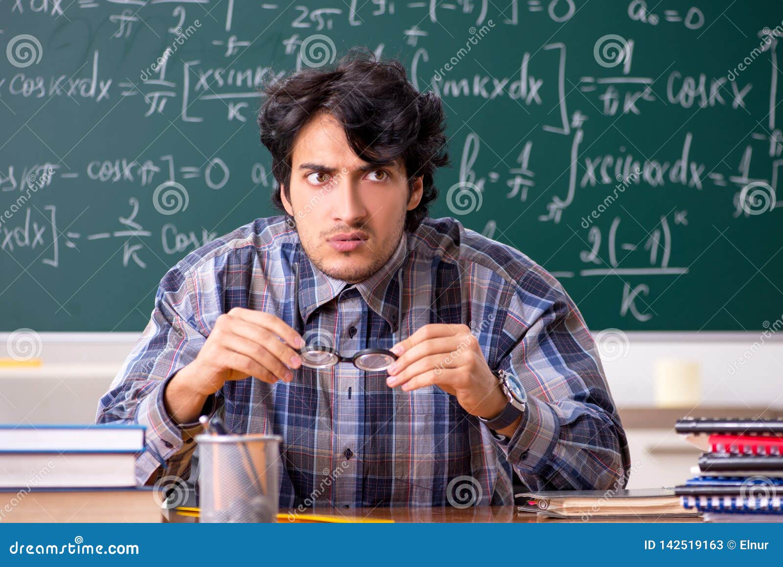 The Funny Male Math Teacher in the Classroom Stock Image - Image of ...