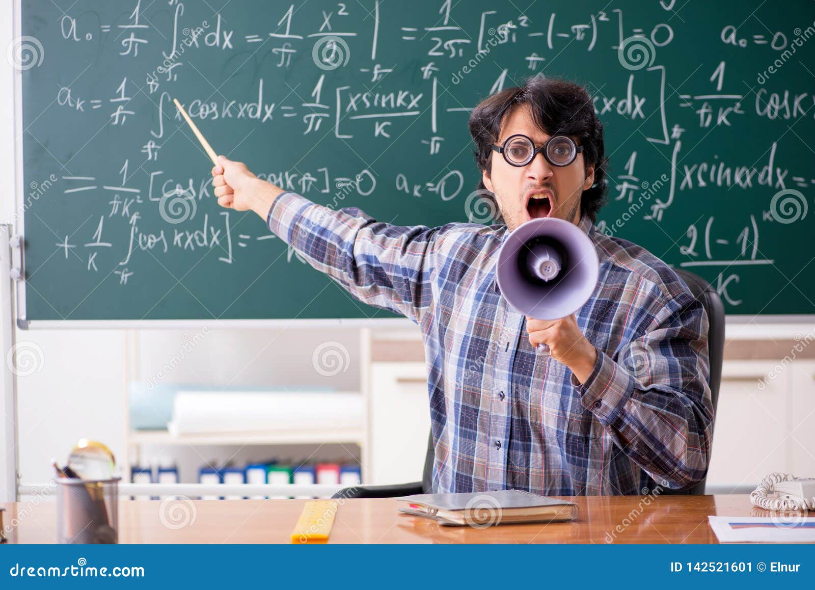 The Funny Male Math Teacher in the Classroom Stock Image - Image of ...
