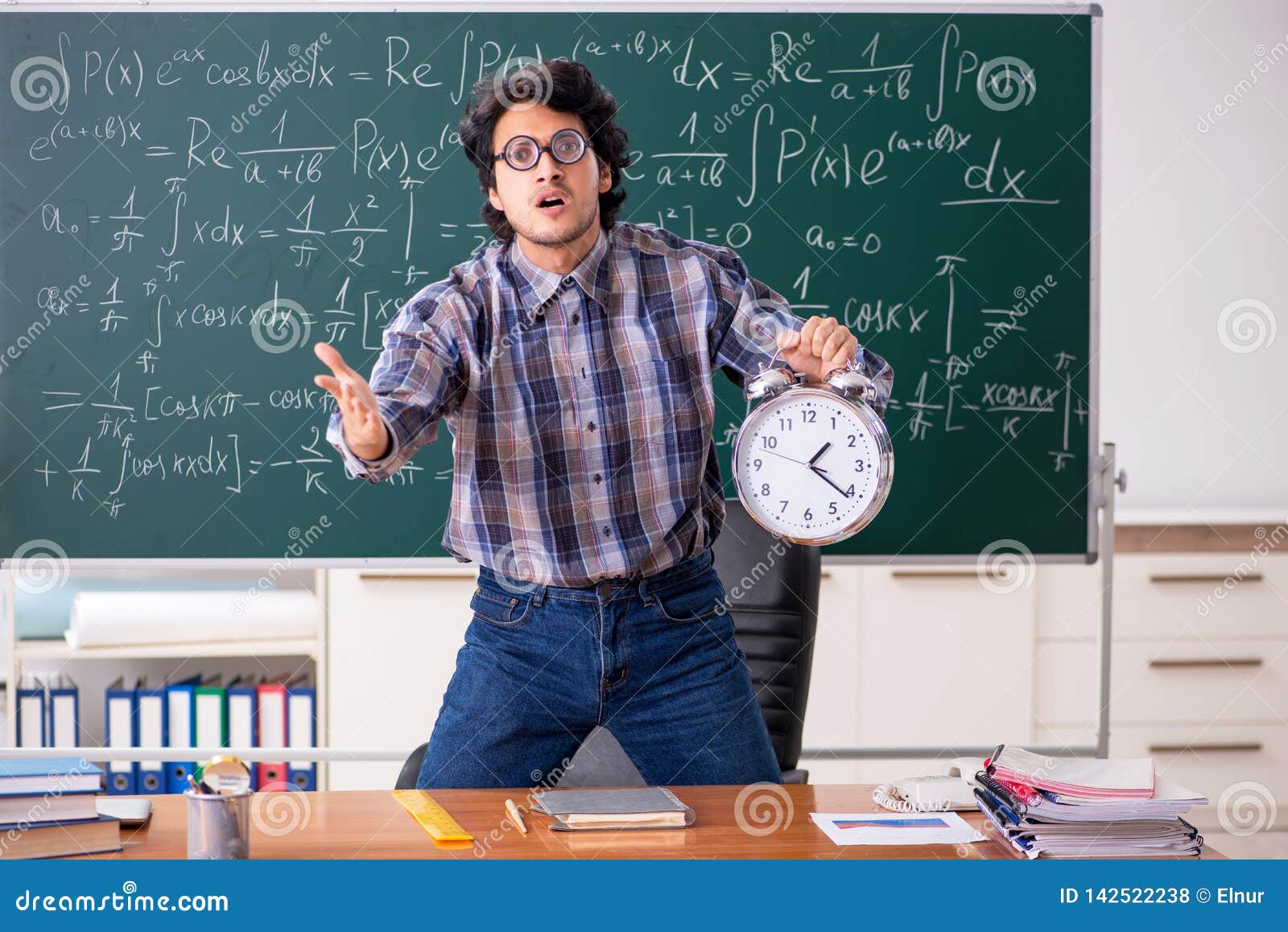 The Funny Male Math Teacher in the Classroom Stock Photo - Image of ...