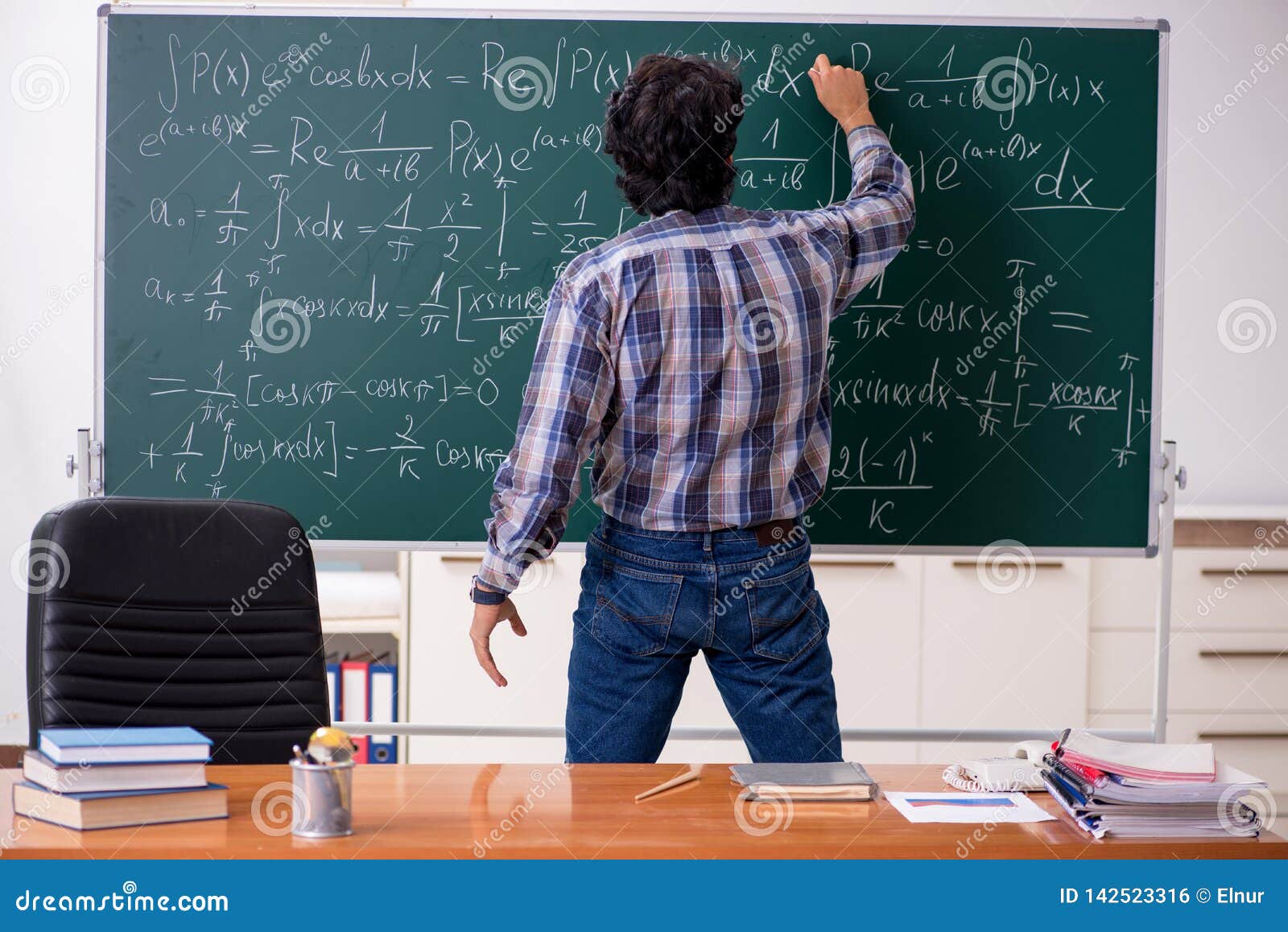 The Funny Male Math Teacher in the Classroom Stock Photo - Image of ...