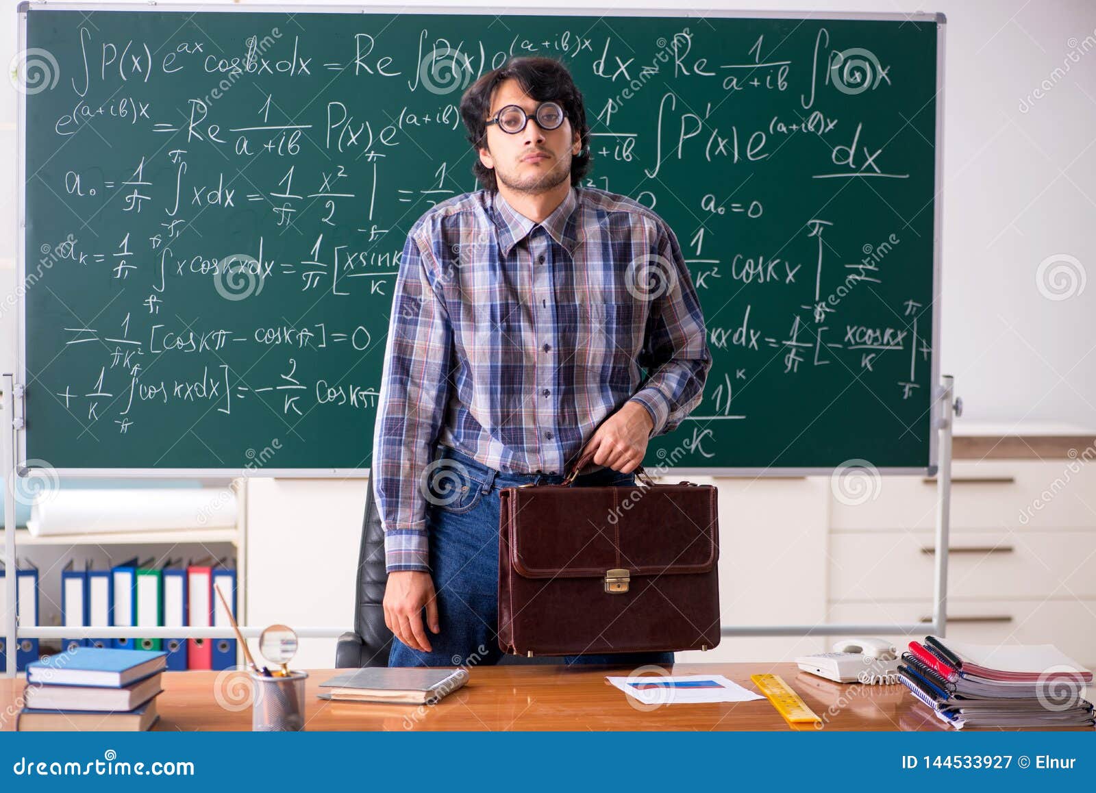 The Funny Male Math Teacher in the Classroom Stock Image - Image of ...