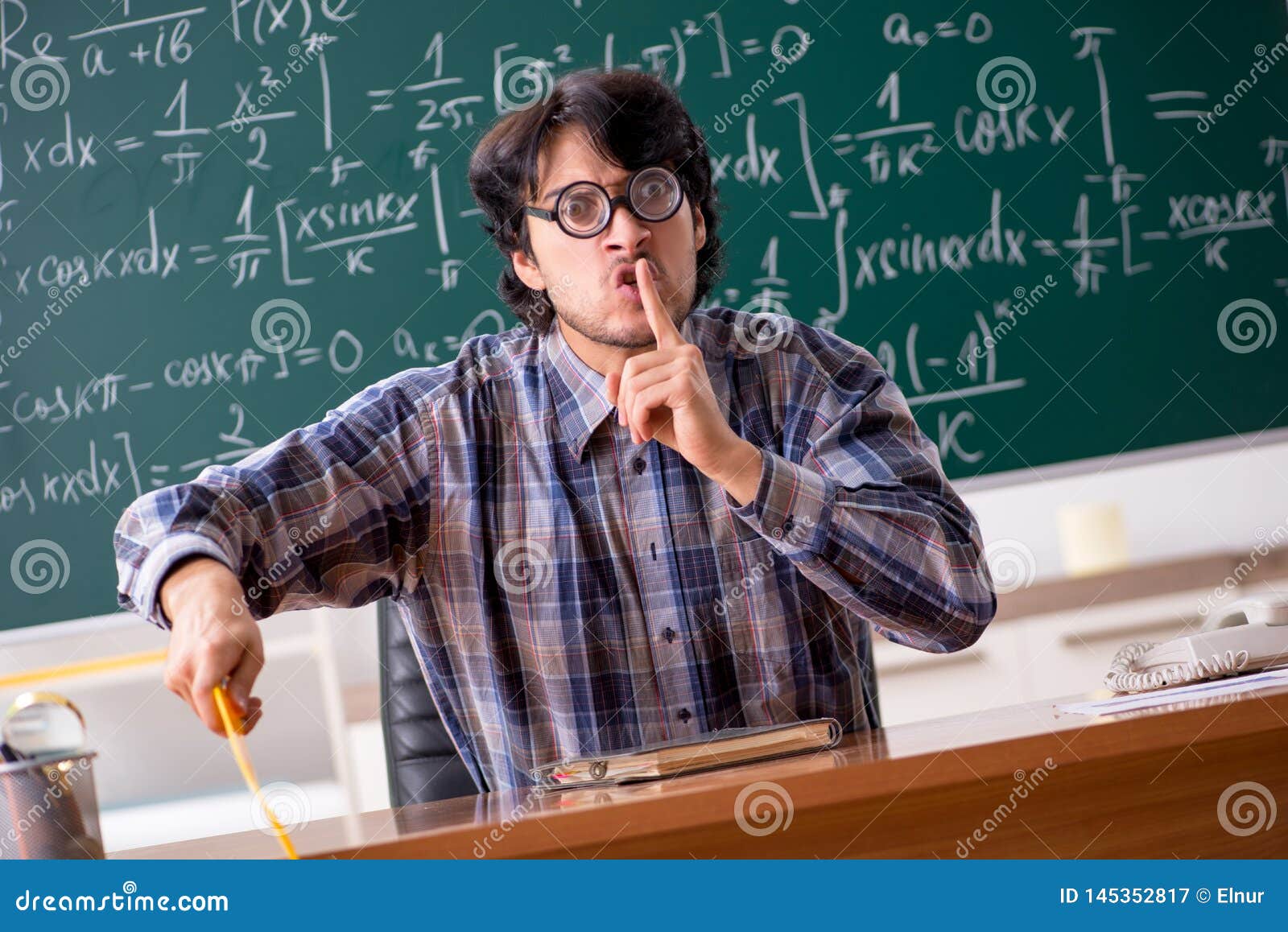 The Funny Male Math Teacher in the Classroom Stock Image - Image of ...