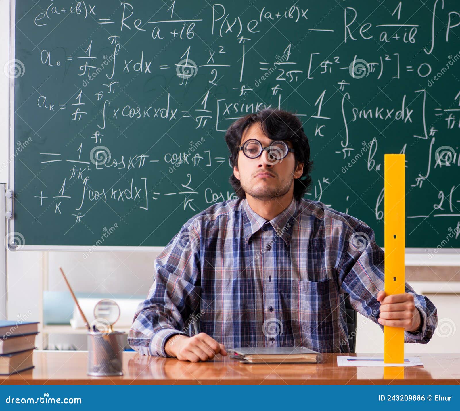 Funny Male Math Teacher in the Classroom Stock Photo - Image of funny ...