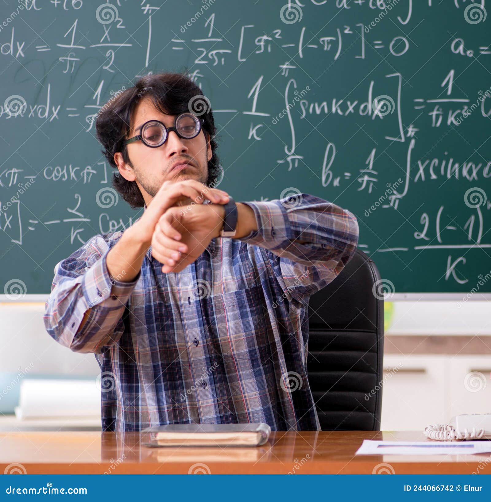 Funny Male Math Teacher in the Classroom Stock Photo - Image of geek ...