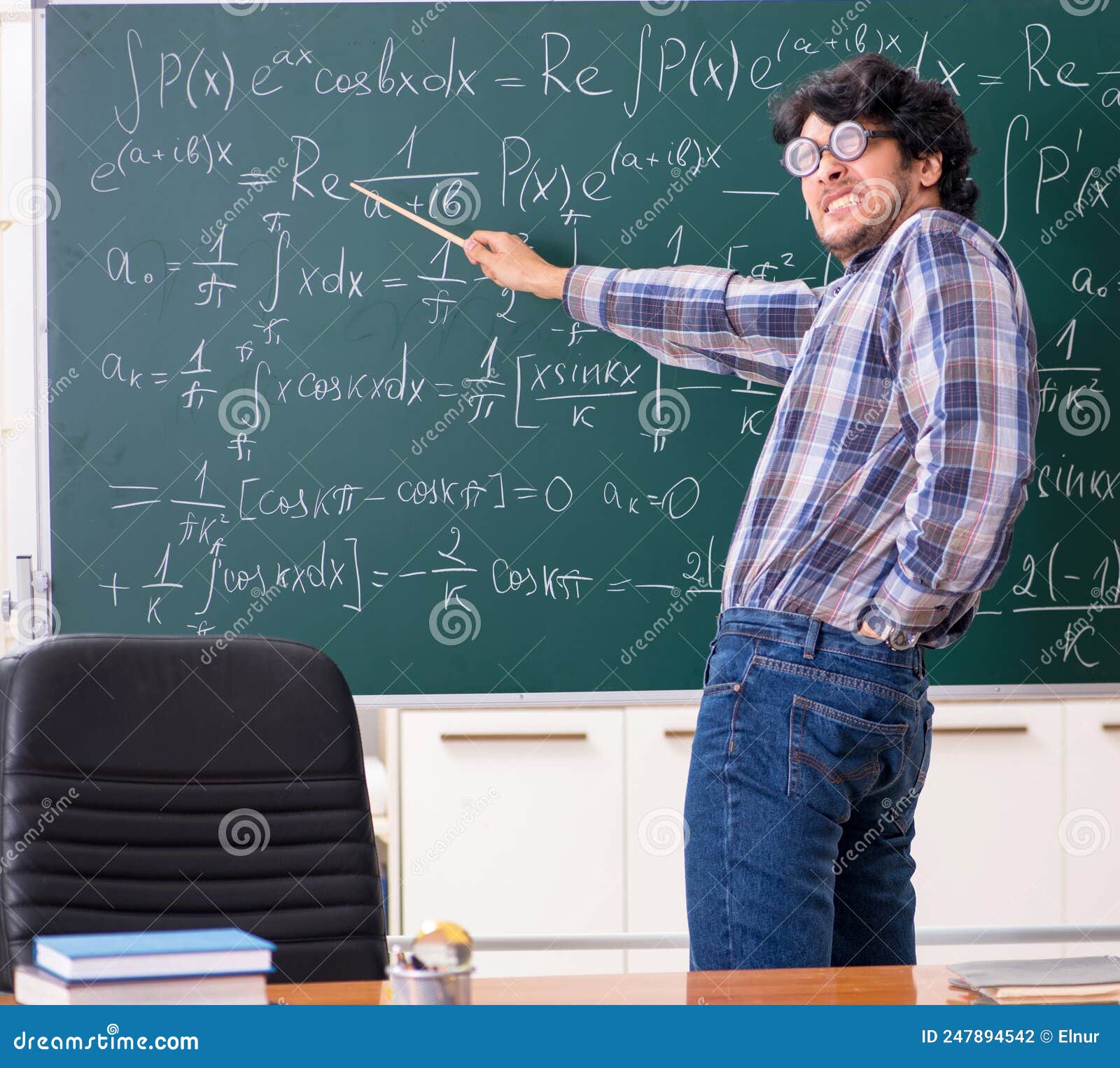 Funny Male Math Teacher in the Classroom Stock Photo - Image of ...