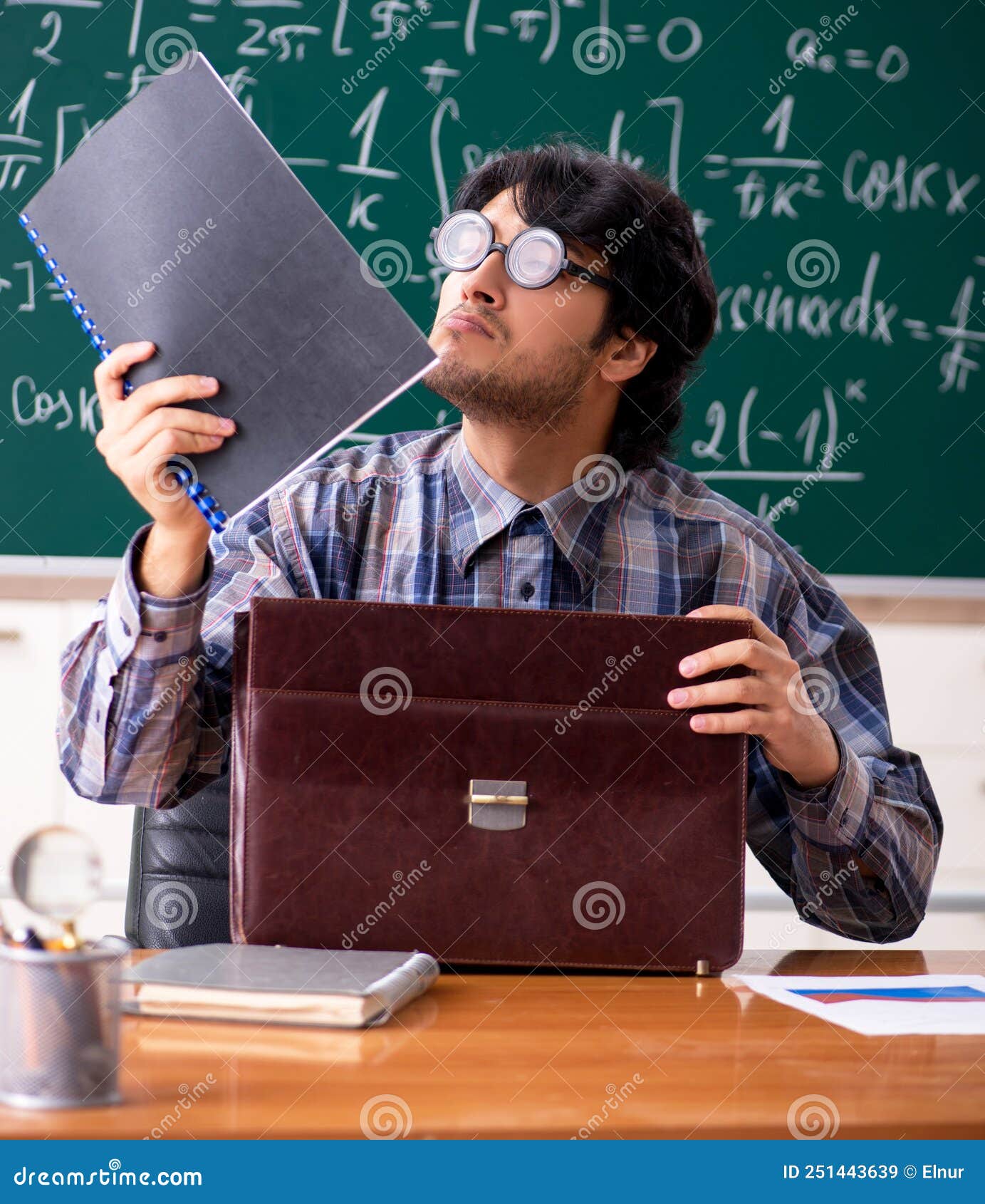 Funny Male Math Teacher in the Classroom Stock Image - Image of ...