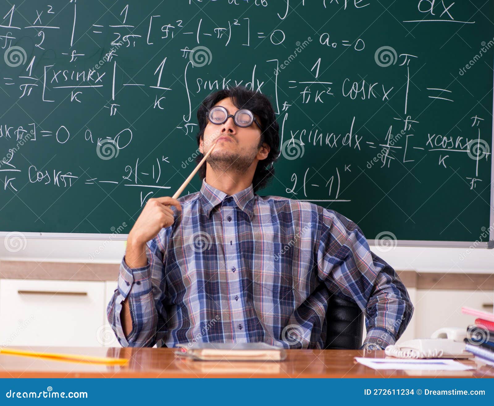 Funny Male Math Teacher in the Classroom Stock Photo - Image of algebra ...