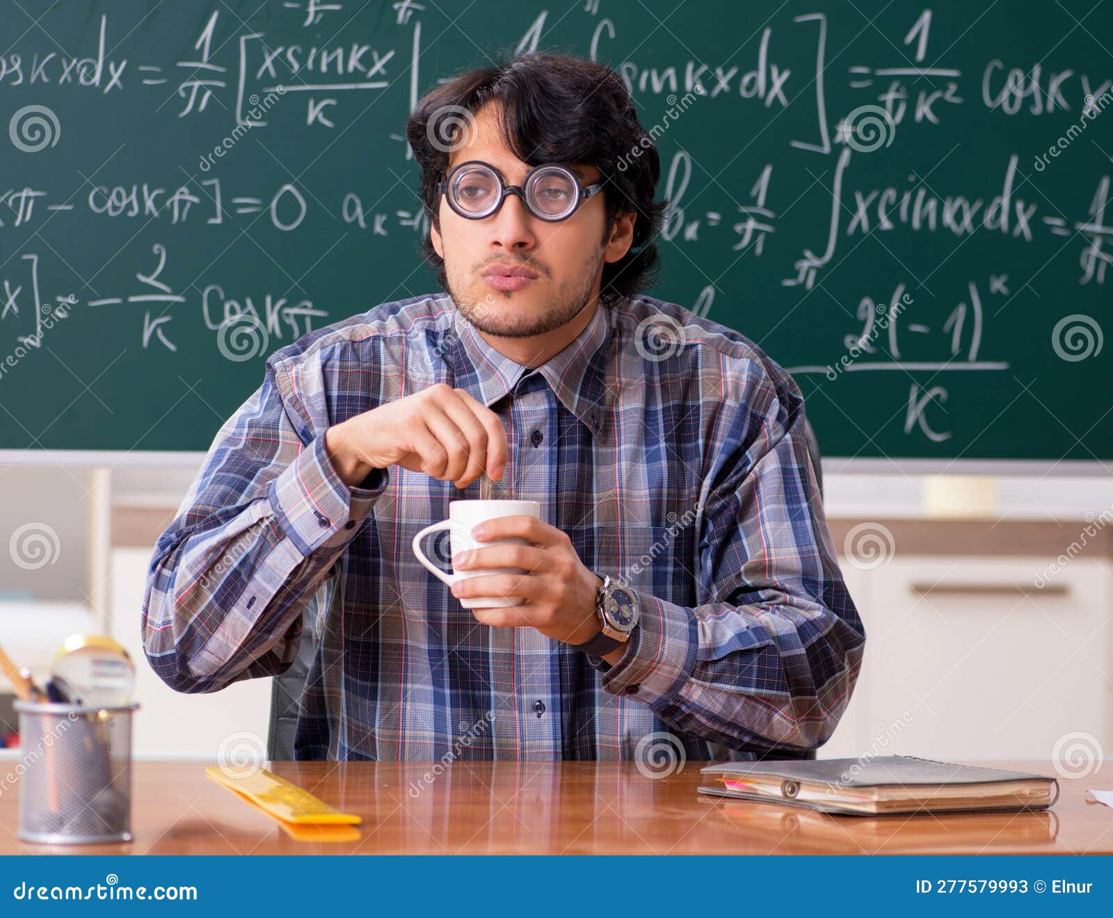 Funny Male Math Teacher in the Classroom Stock Image - Image of exam ...