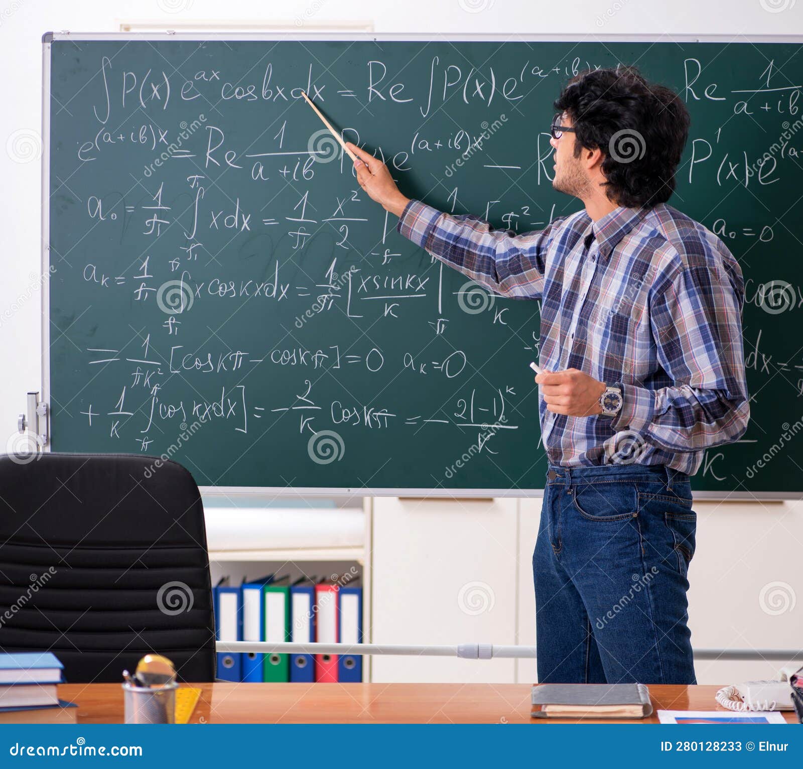 Funny Male Math Teacher in the Classroom Stock Image - Image of ...