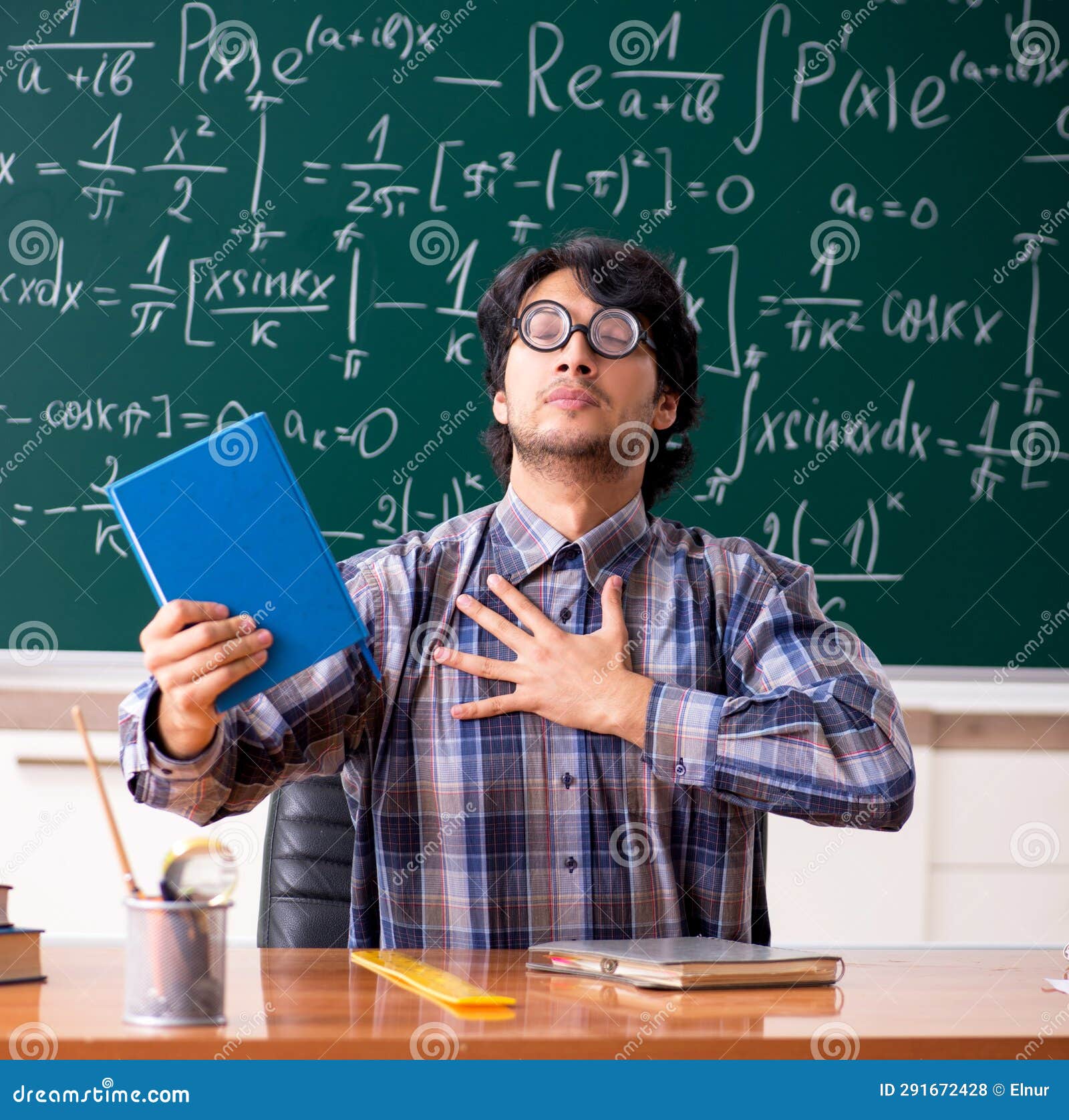 Funny Male Math Teacher in the Classroom Stock Photo - Image of ...