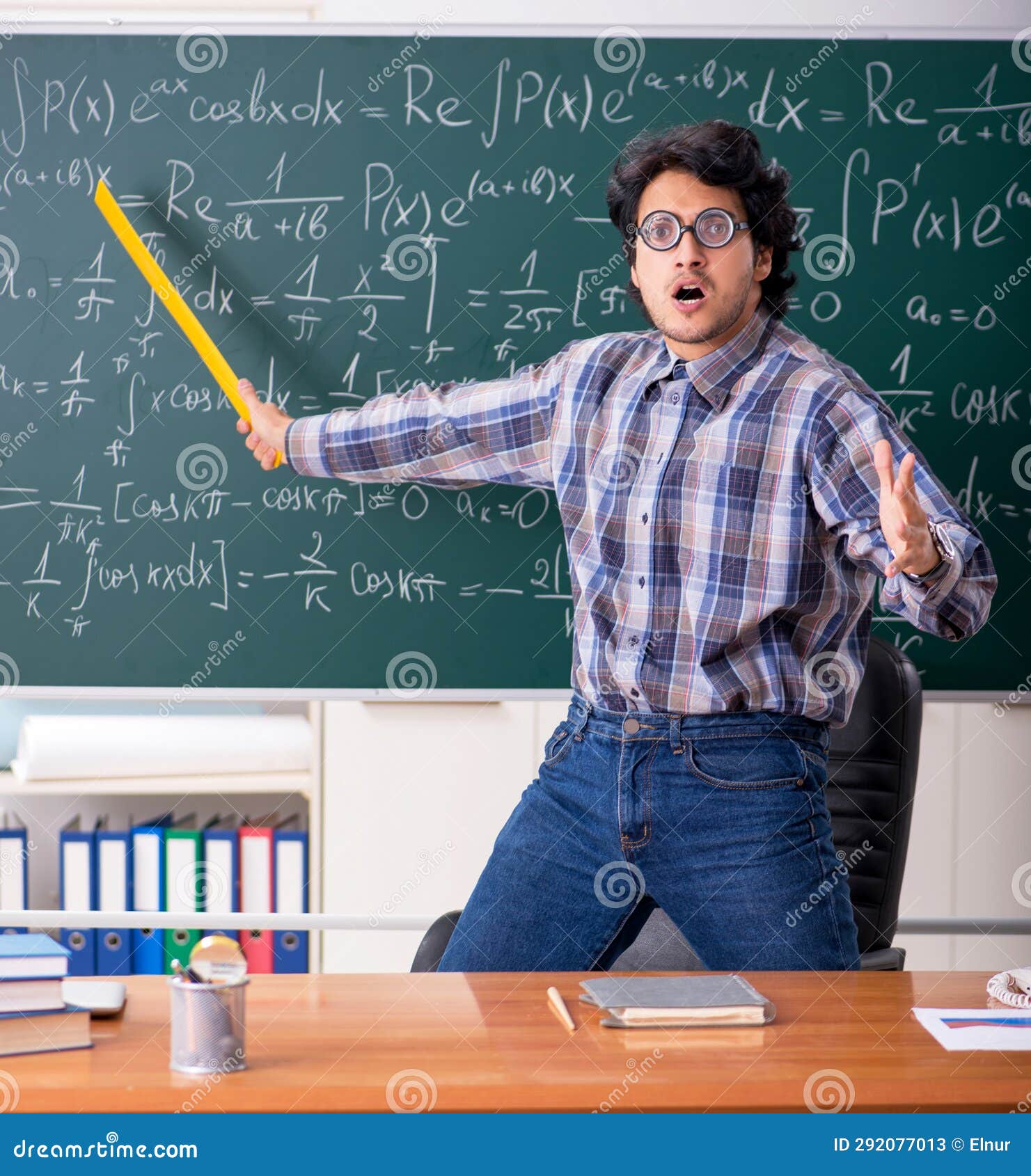 Funny Male Math Teacher in the Classroom Stock Image - Image of ...