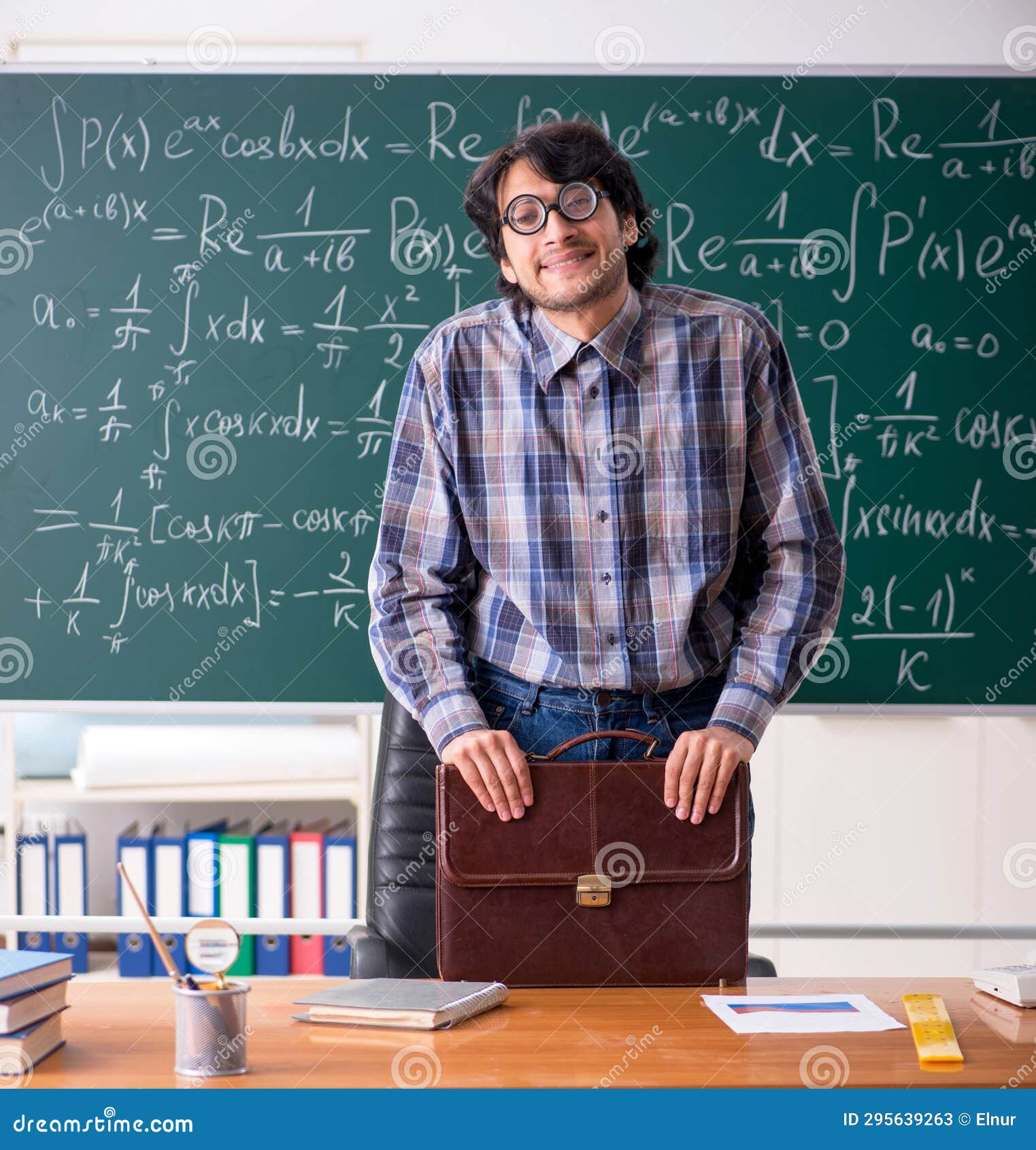 Funny Male Math Teacher in the Classroom Stock Image - Image of ...
