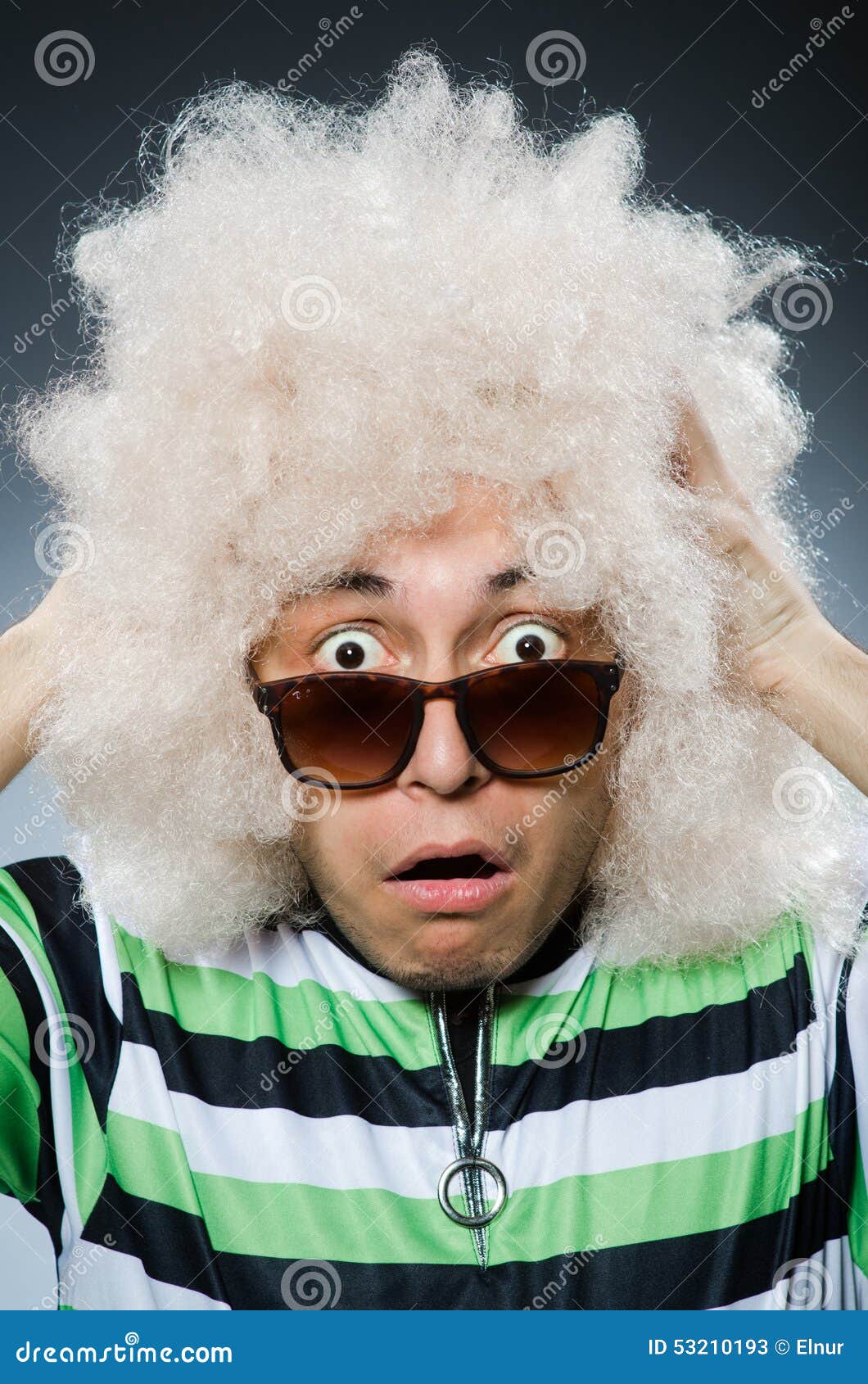 Funny Man with Afro Hairstyle on White Stock Image - Image of concept ...