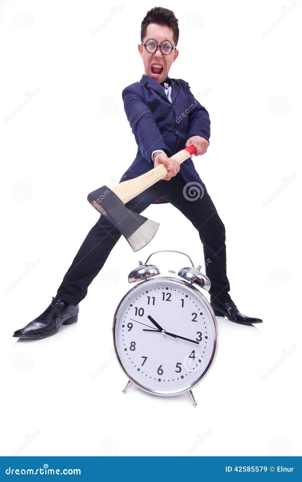 Funny Man with Axe and Clock Stock Image - Image of male, funny: 42585579
