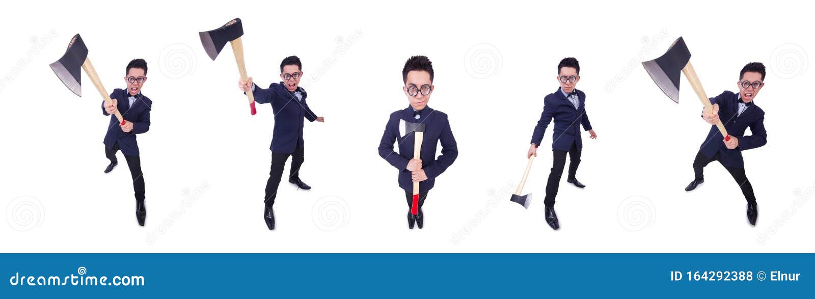 Funny Man with Axe on White Stock Photo - Image of nerd, collection ...