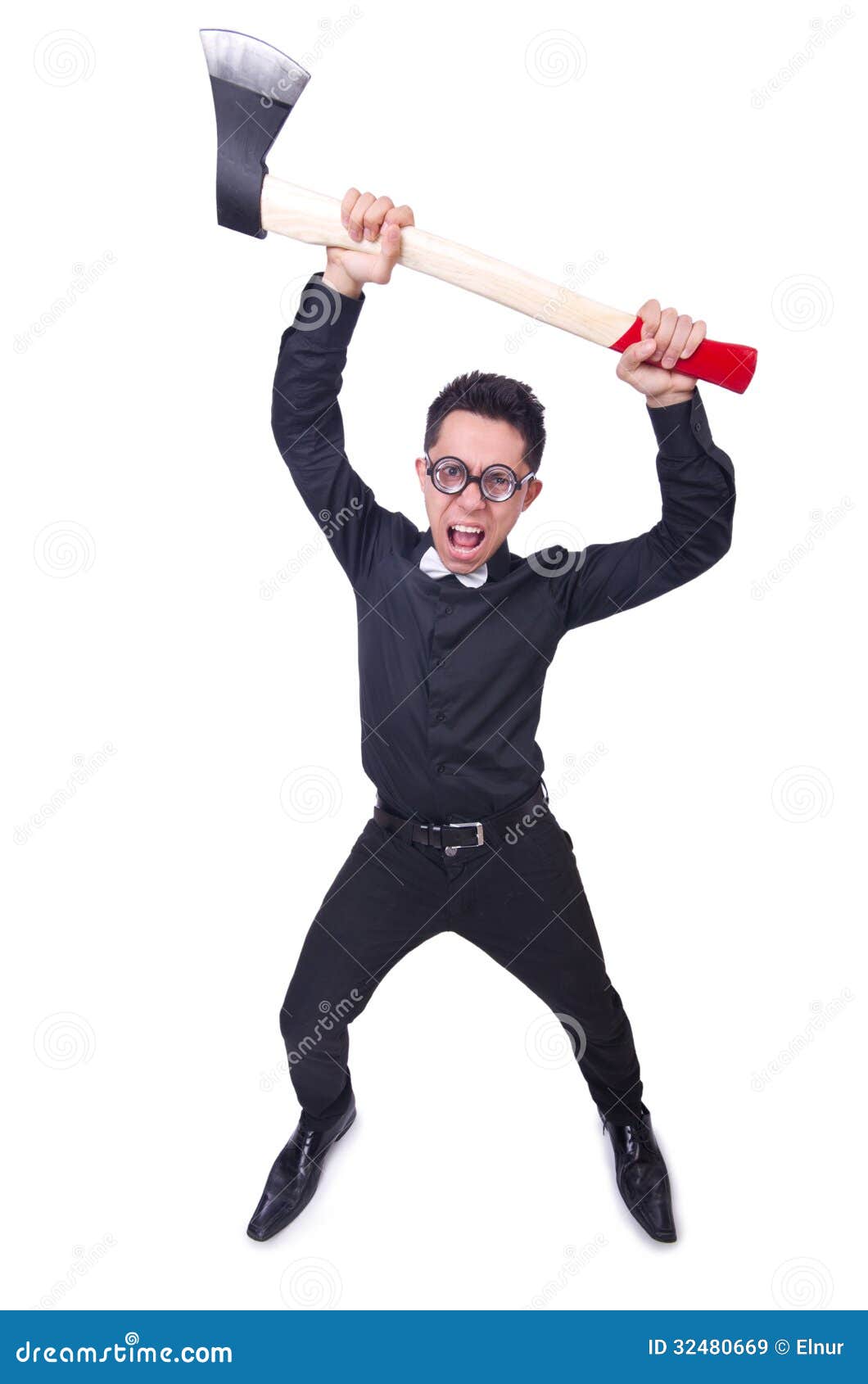 Funny man with axe stock image. Image of looking, isolated - 32480669