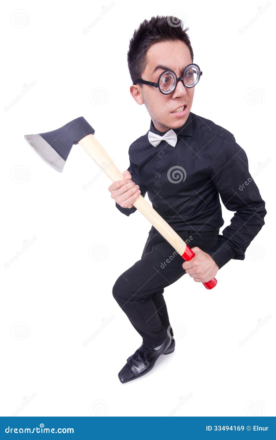 Funny man with axe stock image. Image of glasses, businessman - 33494169