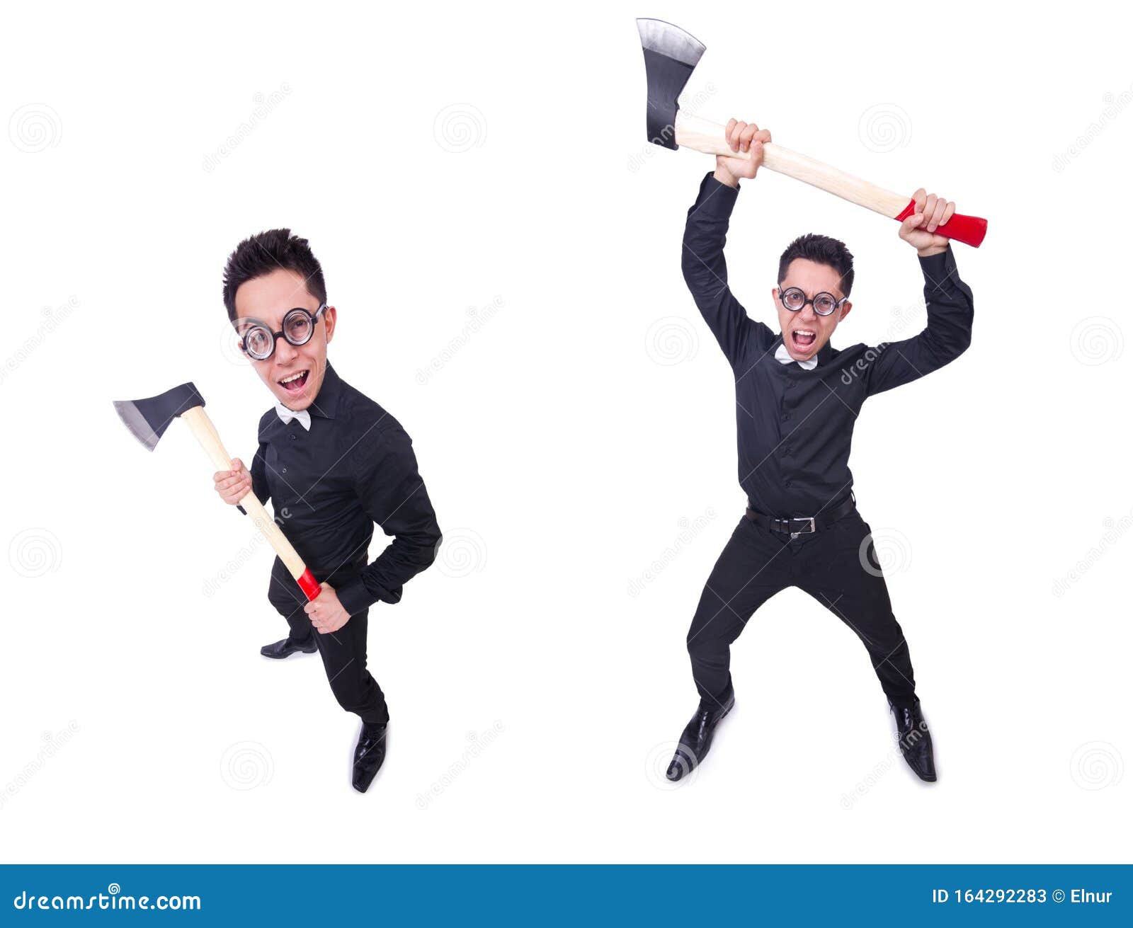 Funny Man with Axe on White Stock Image - Image of handle, collage ...